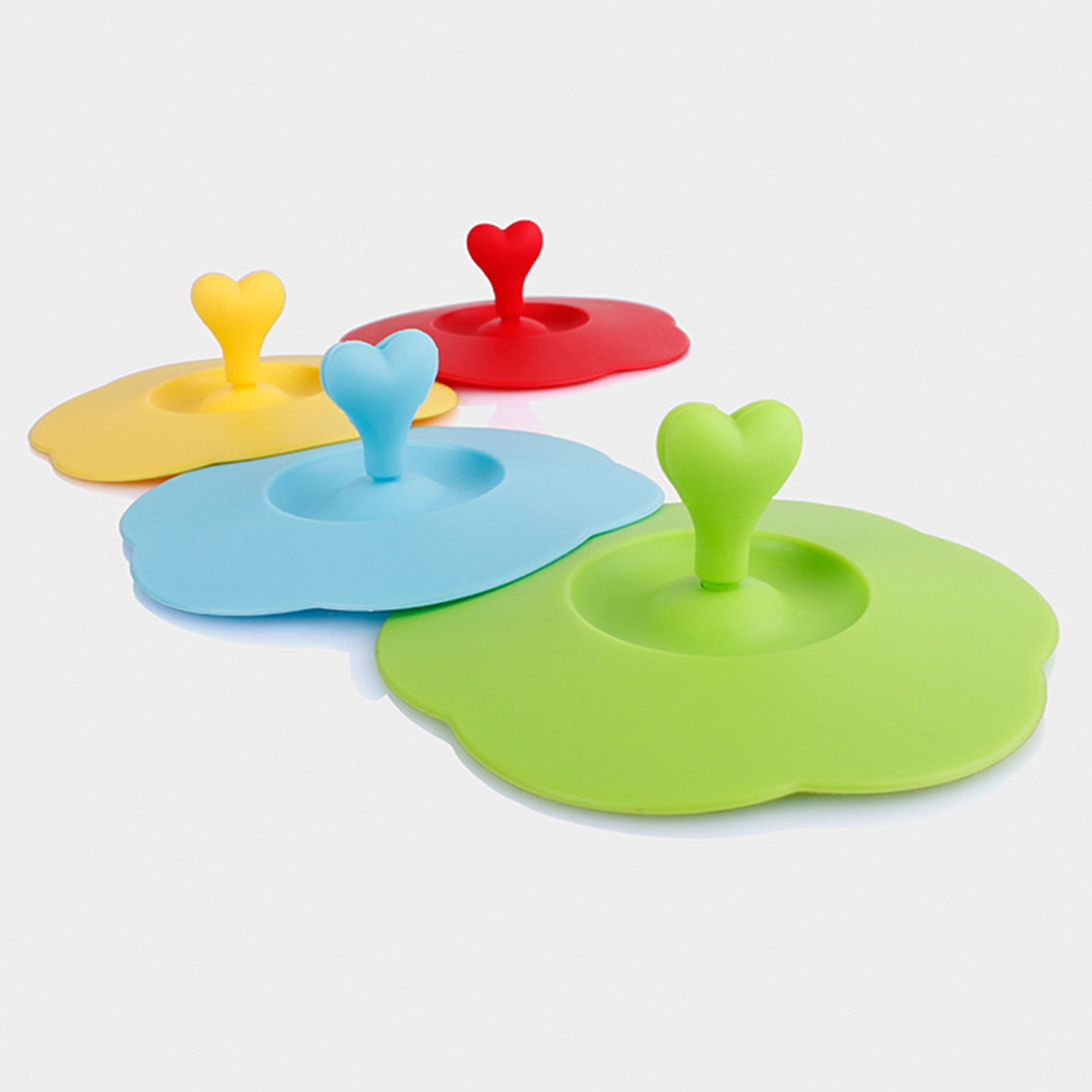 Yesbay 2 Pcs Cup Cover Cup Cover Food-grade Heart Handle Silicone Solid ...