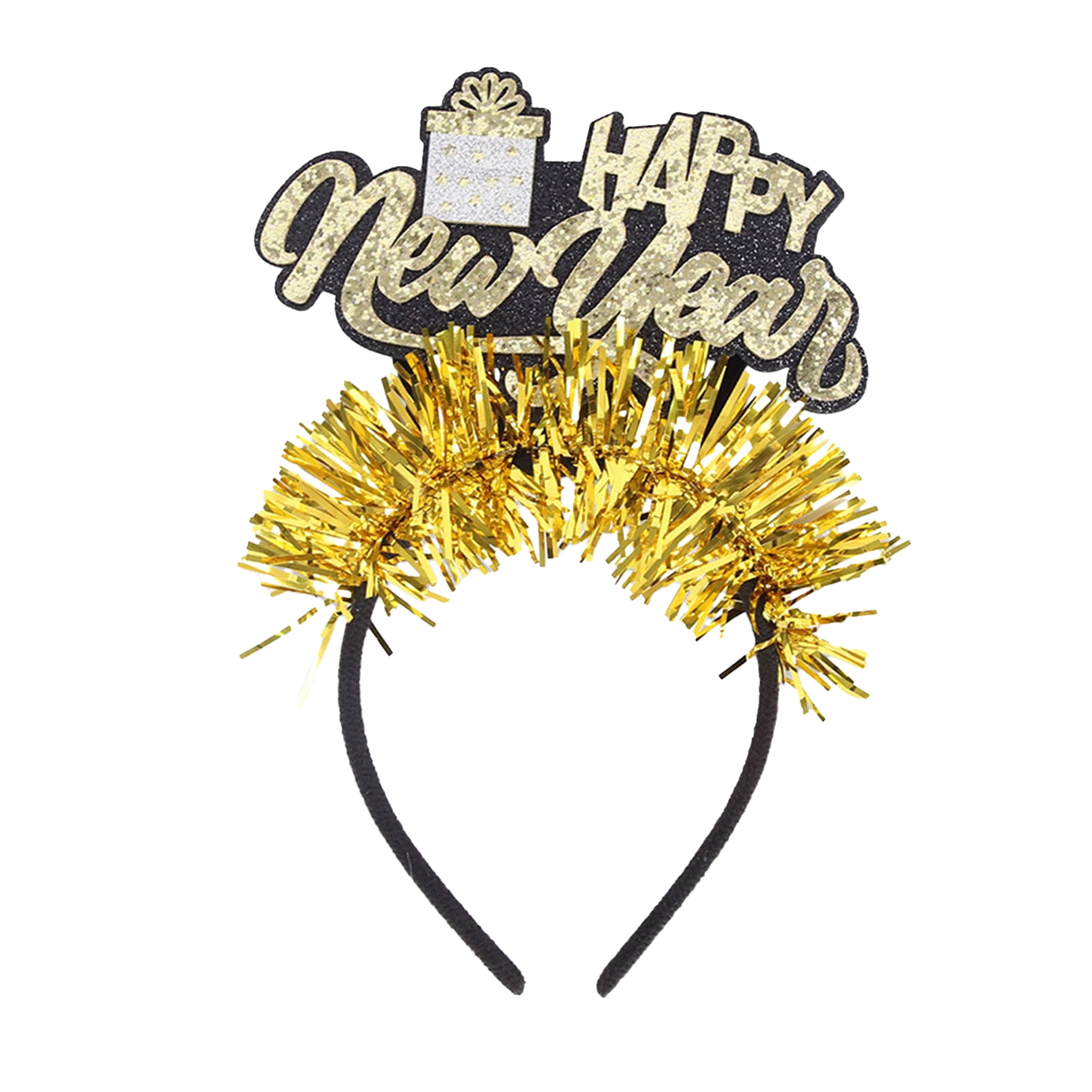 Yesbay 2026 New Year Headband with Number Logo Black Golden Sequin ...