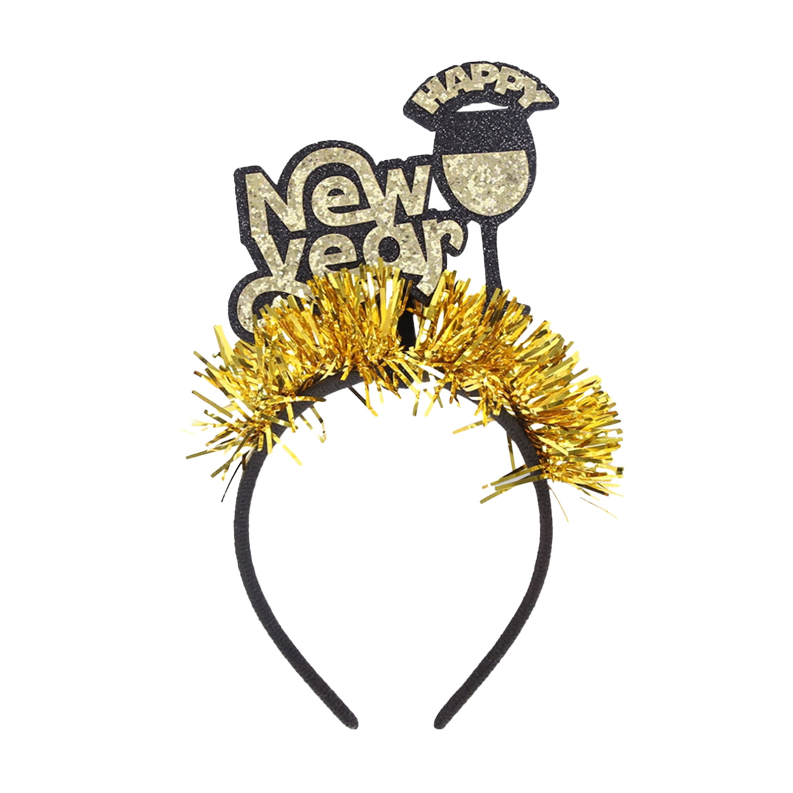 Yesbay 2026 New Year Headband with Number Logo Black Golden Sequin ...