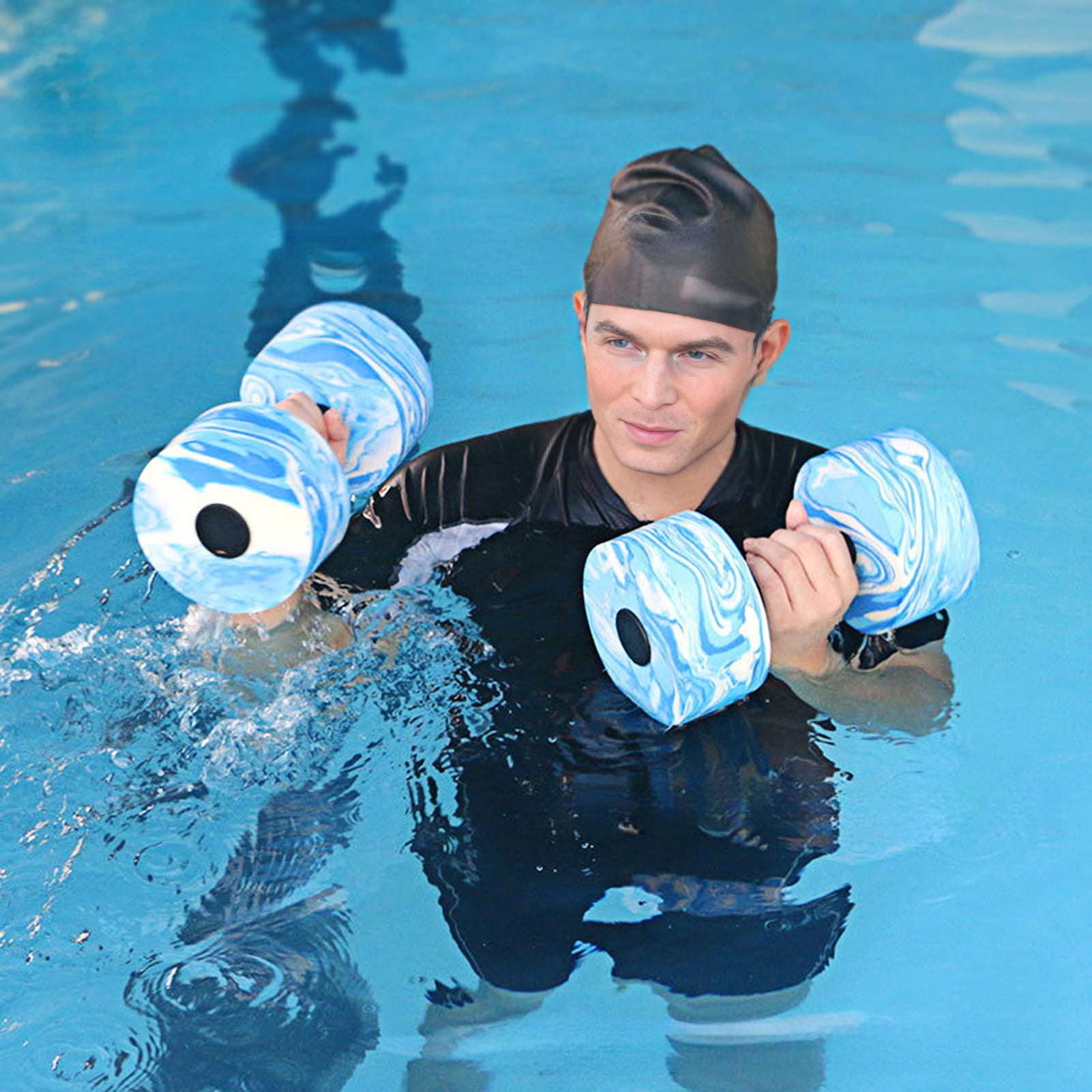 Yesbay 2Pcs Water Aerobic Dumbbells Set High-Density EVA Foam Fitness ...