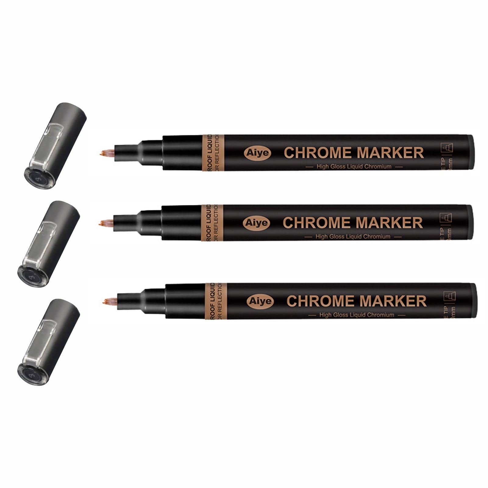 Yesbay 3 Pcs Mirror Chrome Marker Pen Golden Silver Color Bronze ...