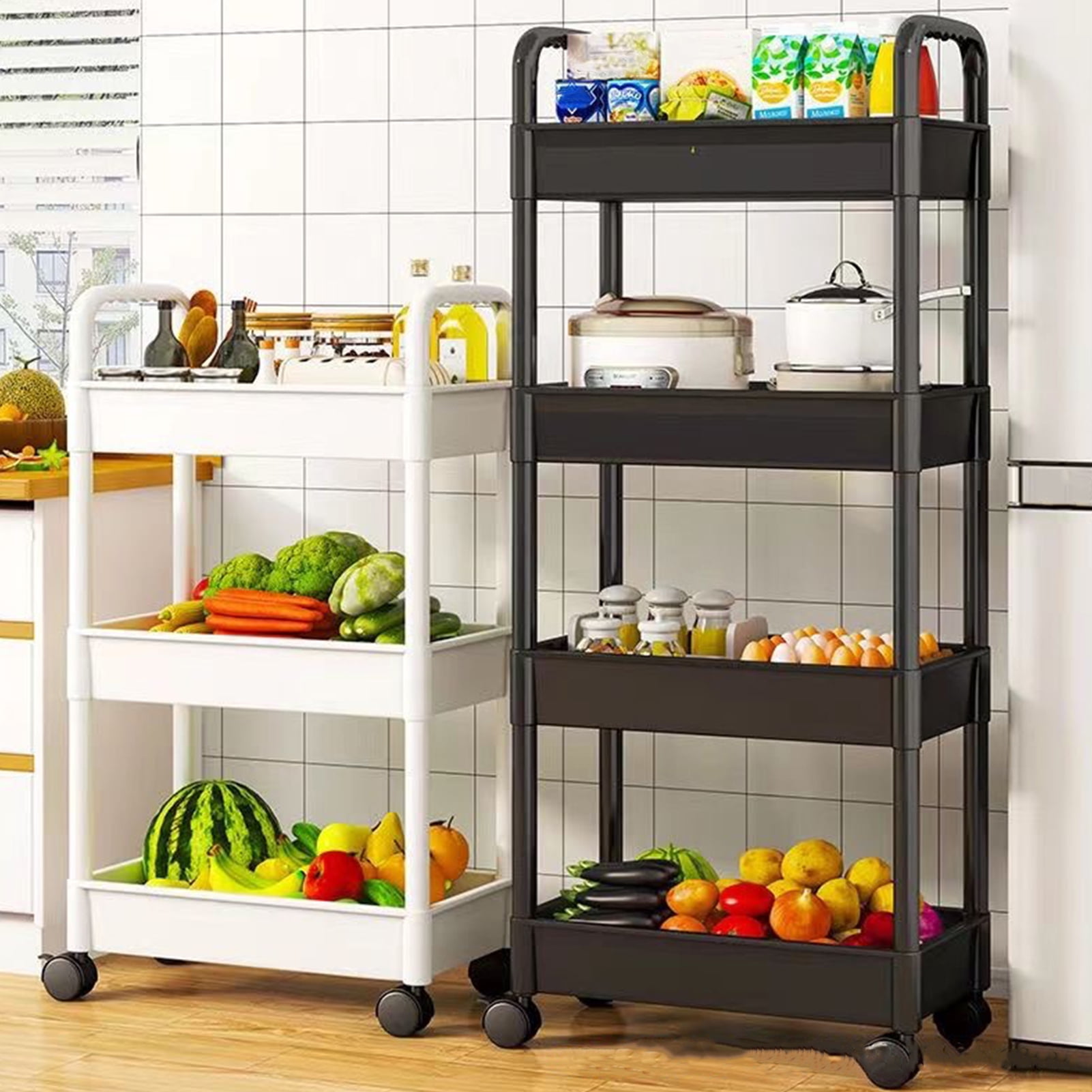 Yesbay 3 Tier Utility Rolling Cart Storage Holder Strong Load-bearing ...