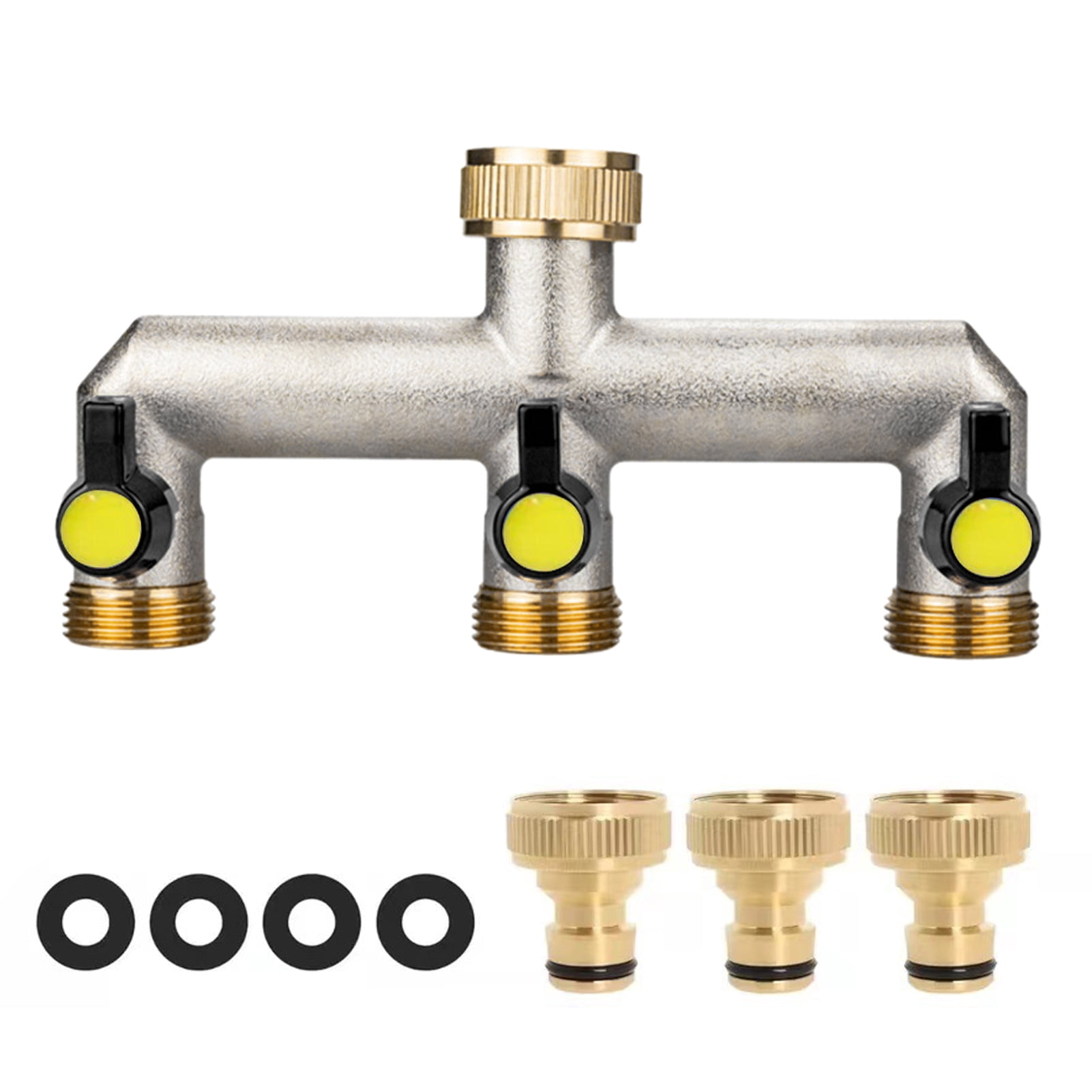 Yesbay 3 Way Garden Hose Splitter Nickel Plated Brass Faucet Manifold 3 ...
