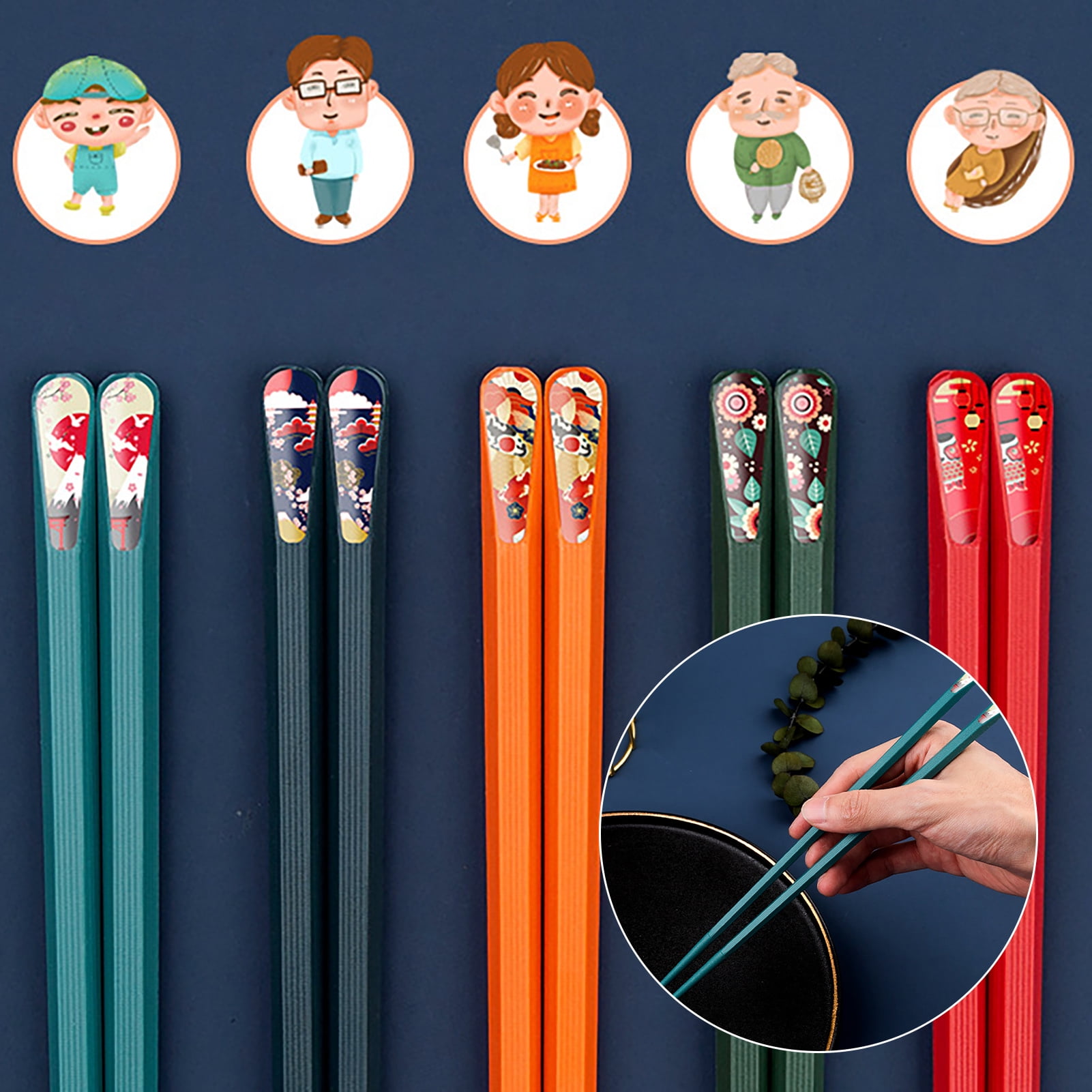 Yesbay 5 Pairs Alloy Chopsticks Resistant Non-slip Burr-free Food Grade ...