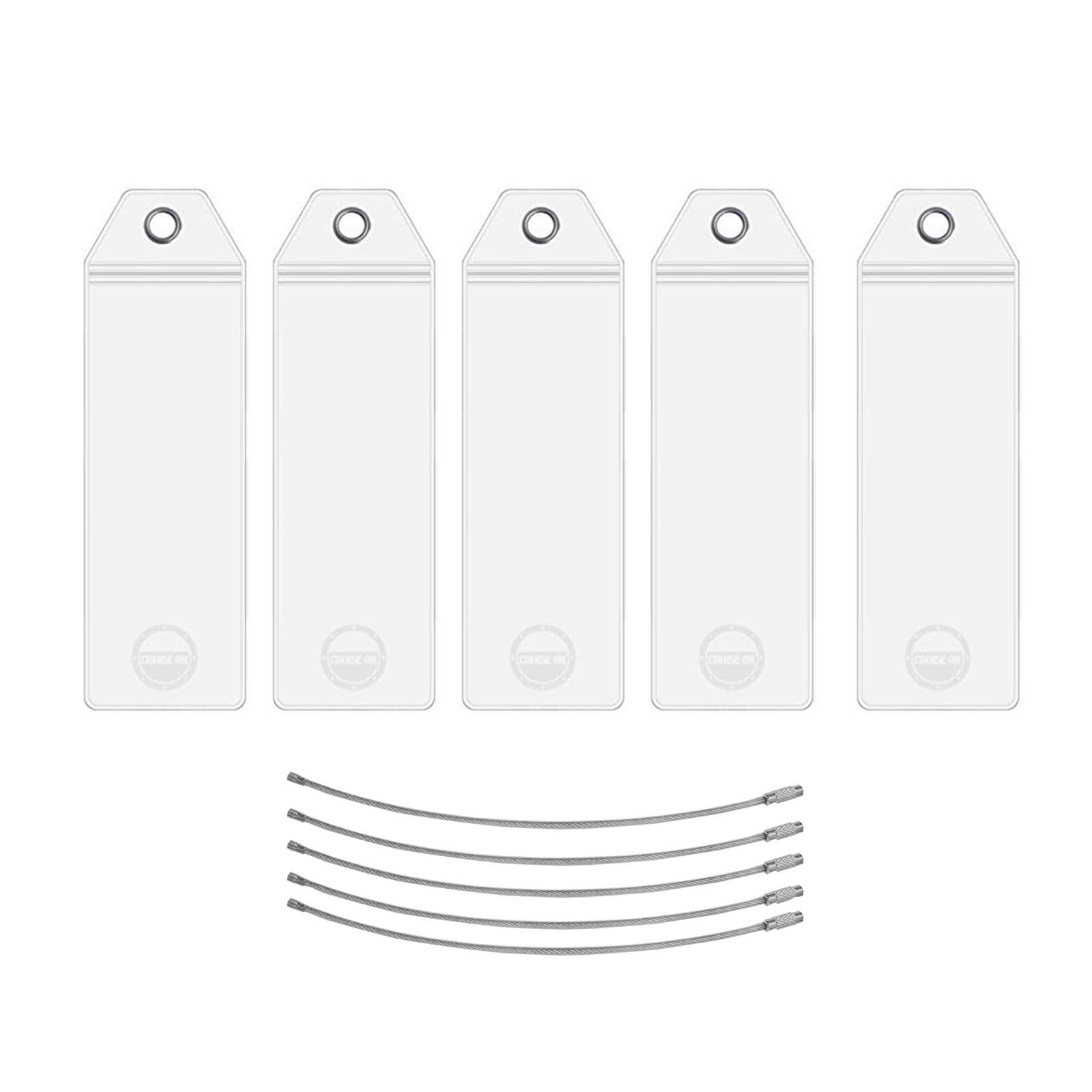 Yesbay 5Pcs/Set Luggage Tag Holder with Steel Ring Clear Waterproof Zip ...