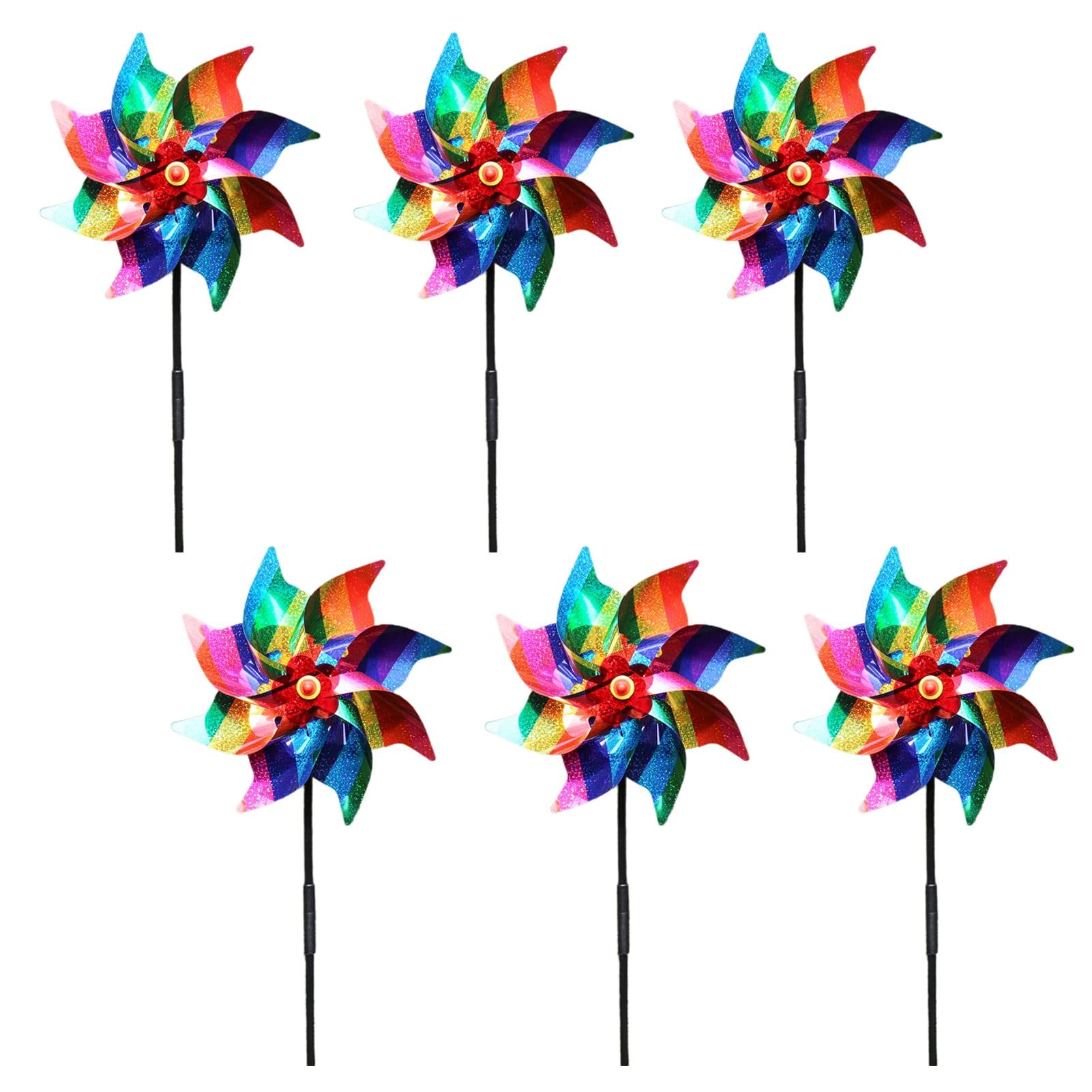 Yesbay 6 Pcs Bird Repellent Windmills Colorful Wind Turbines Reflective ...