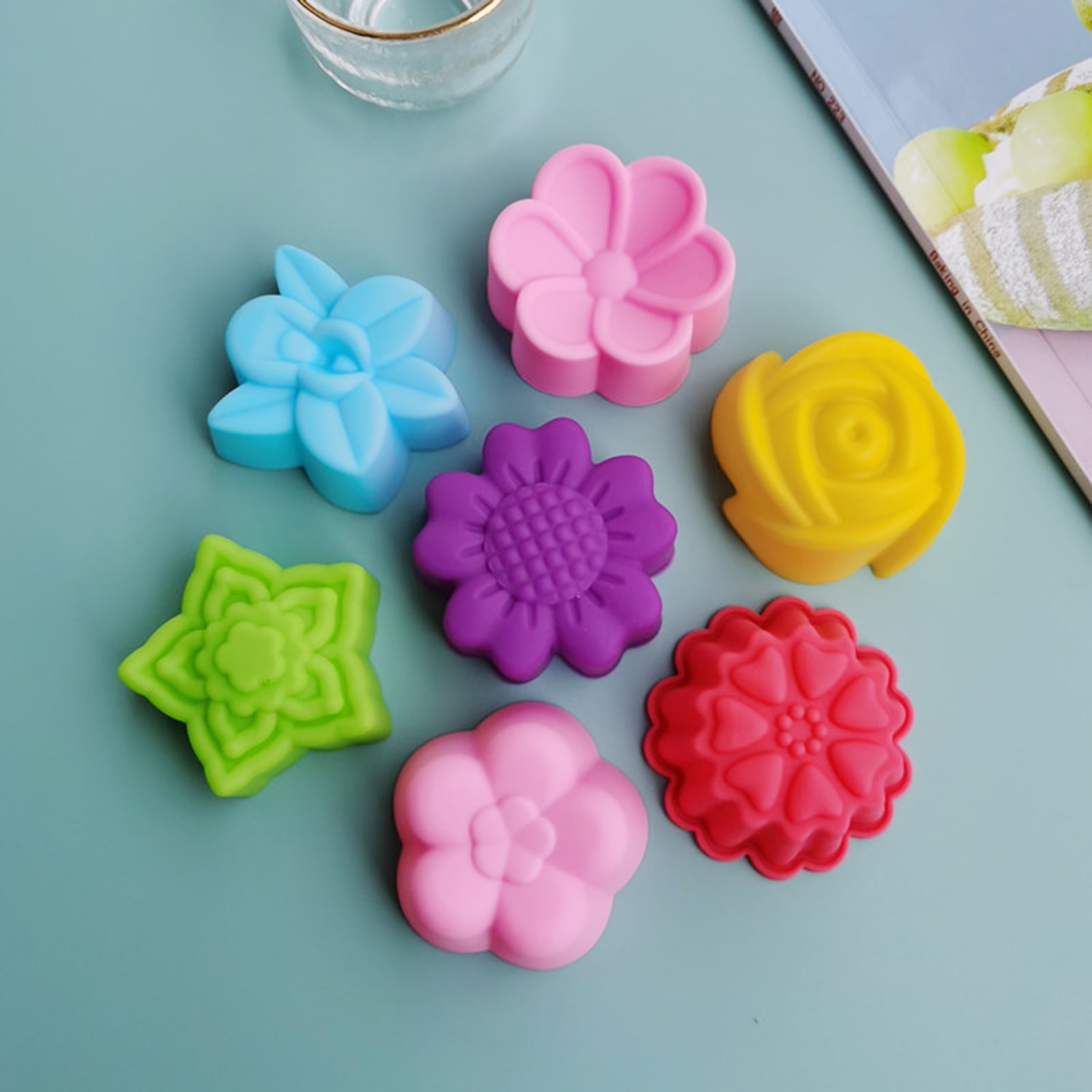 Yesbay 6Pcs Muffin Cup Mold Resistance Reused Make Cakes Various Flower ...