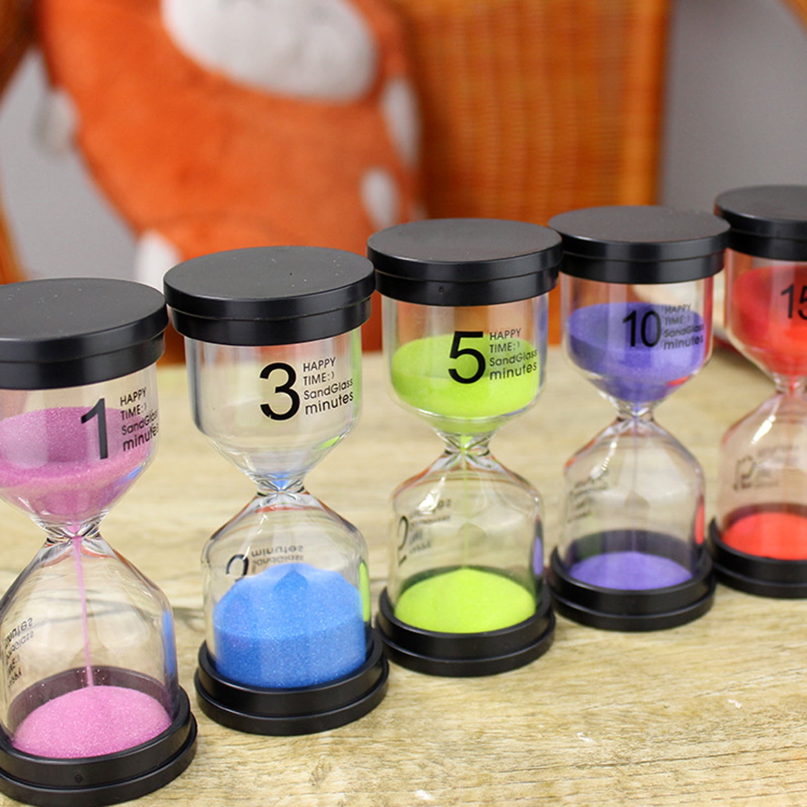 Yesbay 6Pcs/Set 1/3/5/10/15/60Mins Innovative Hourglass Decorative Glass Portable Mix Color Sand ...