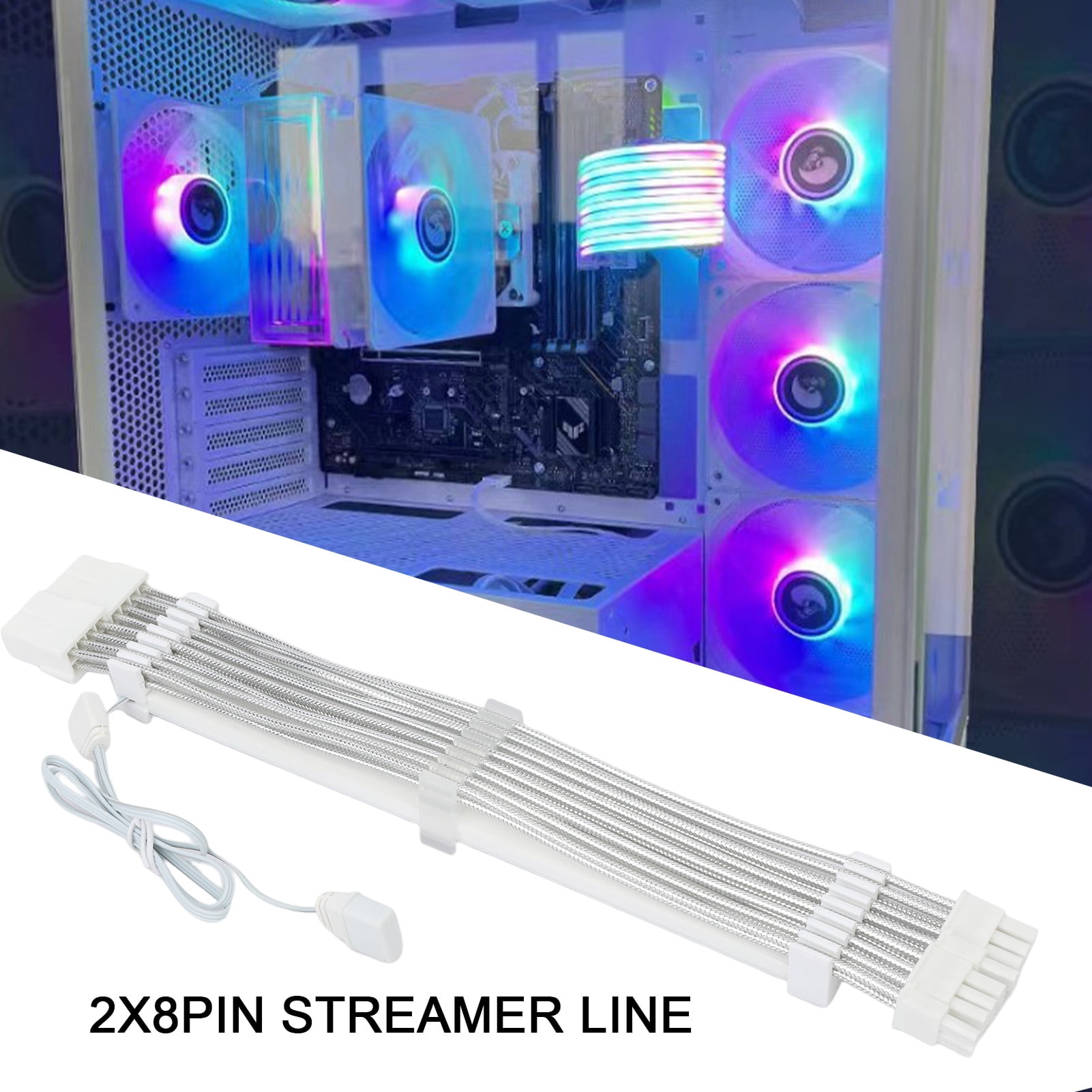 Yesbay ARGB Neon Color Line White PC Case RGB Cable GPU 2X8Pin Streamer ...