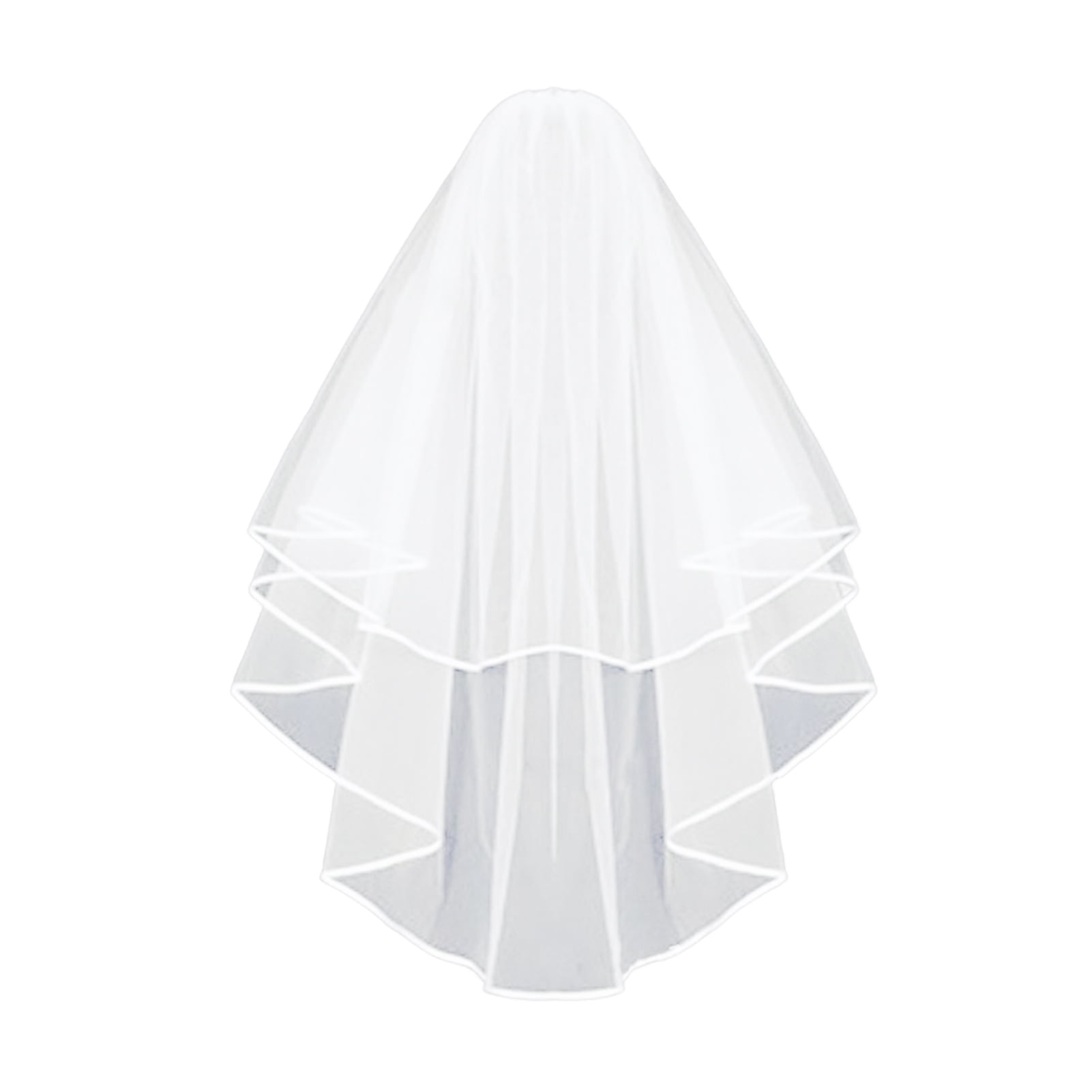 Yesbay Bridal Veil Double-Layered Ribbon Edge Design Wedding Veil Soft ...