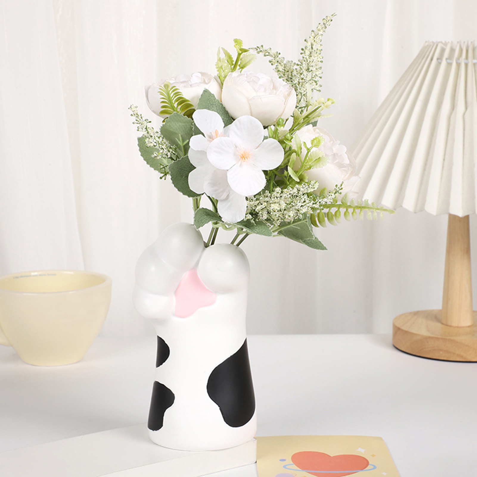 Yesbay Cat Paw Vase Resin Desktop Ornament Flower Pot Pen Holder Flower ...