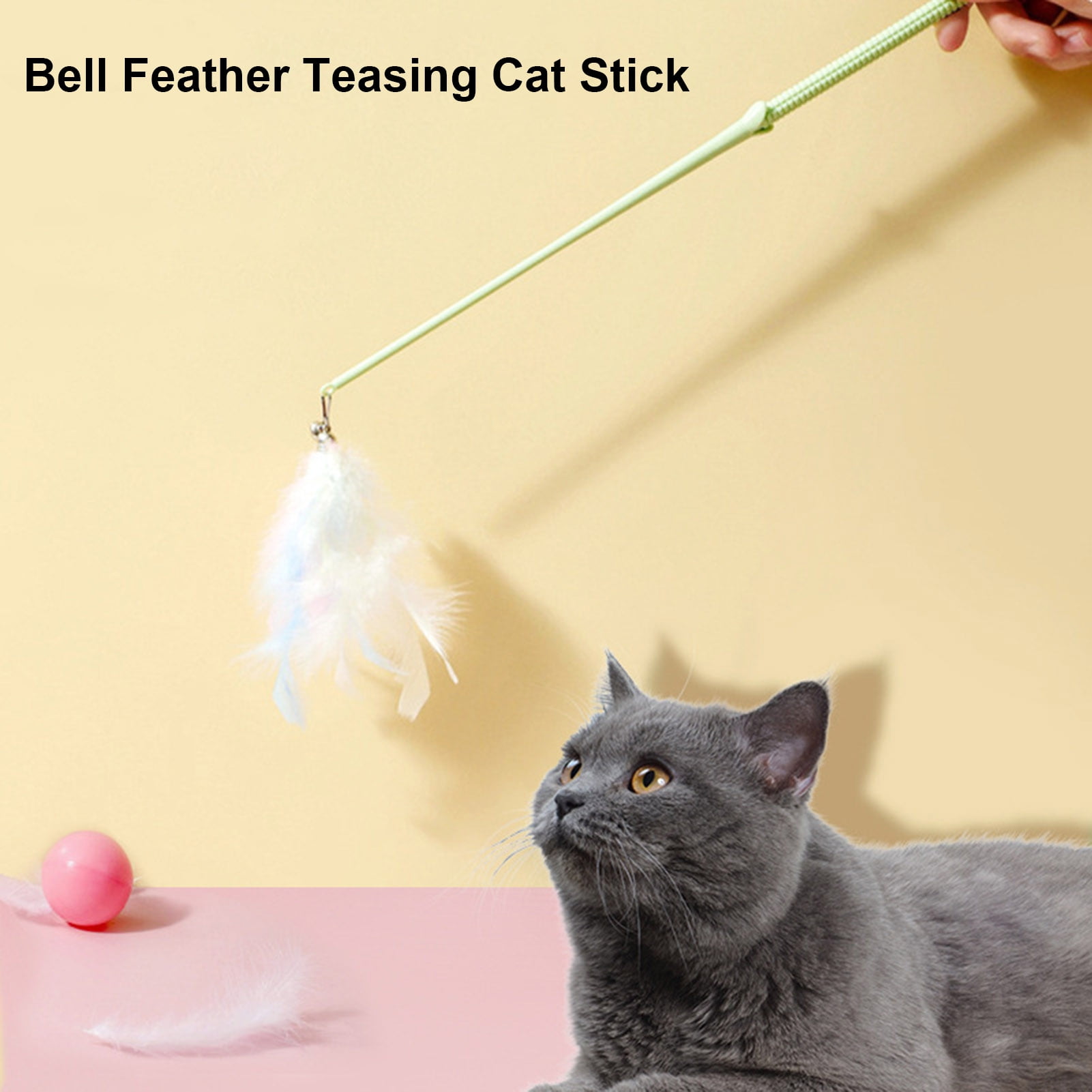 Yesbay Cat Toy Teasing Stick Interactive Cat Toy with Feather Relieve ...