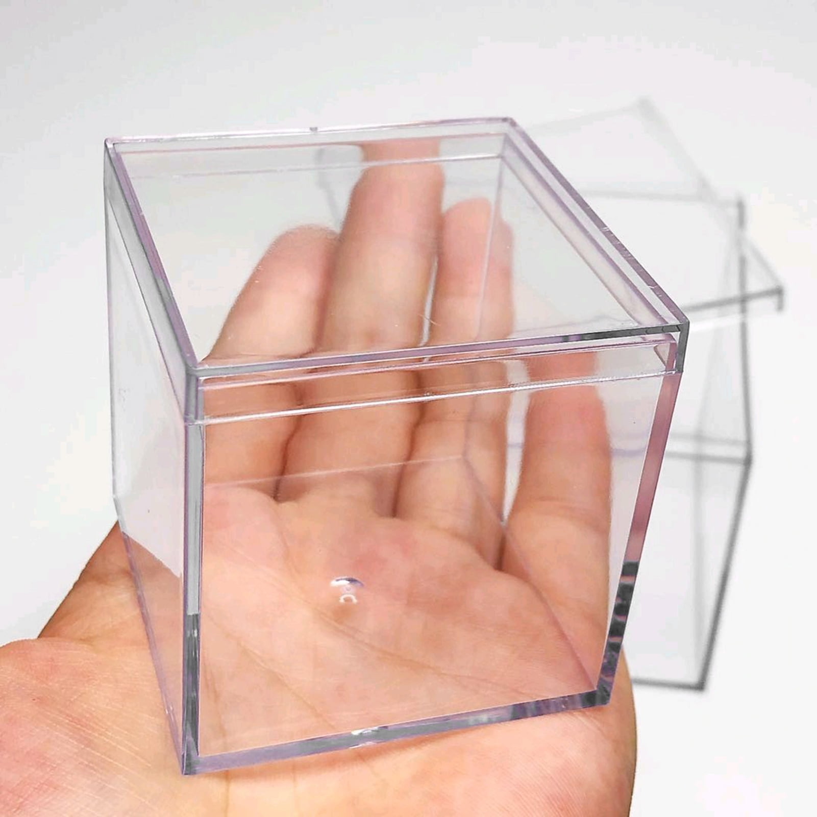 Yesbay Clear Acrylic Plastic Square Cube ,4Pcs Small Box with Lid Case ...