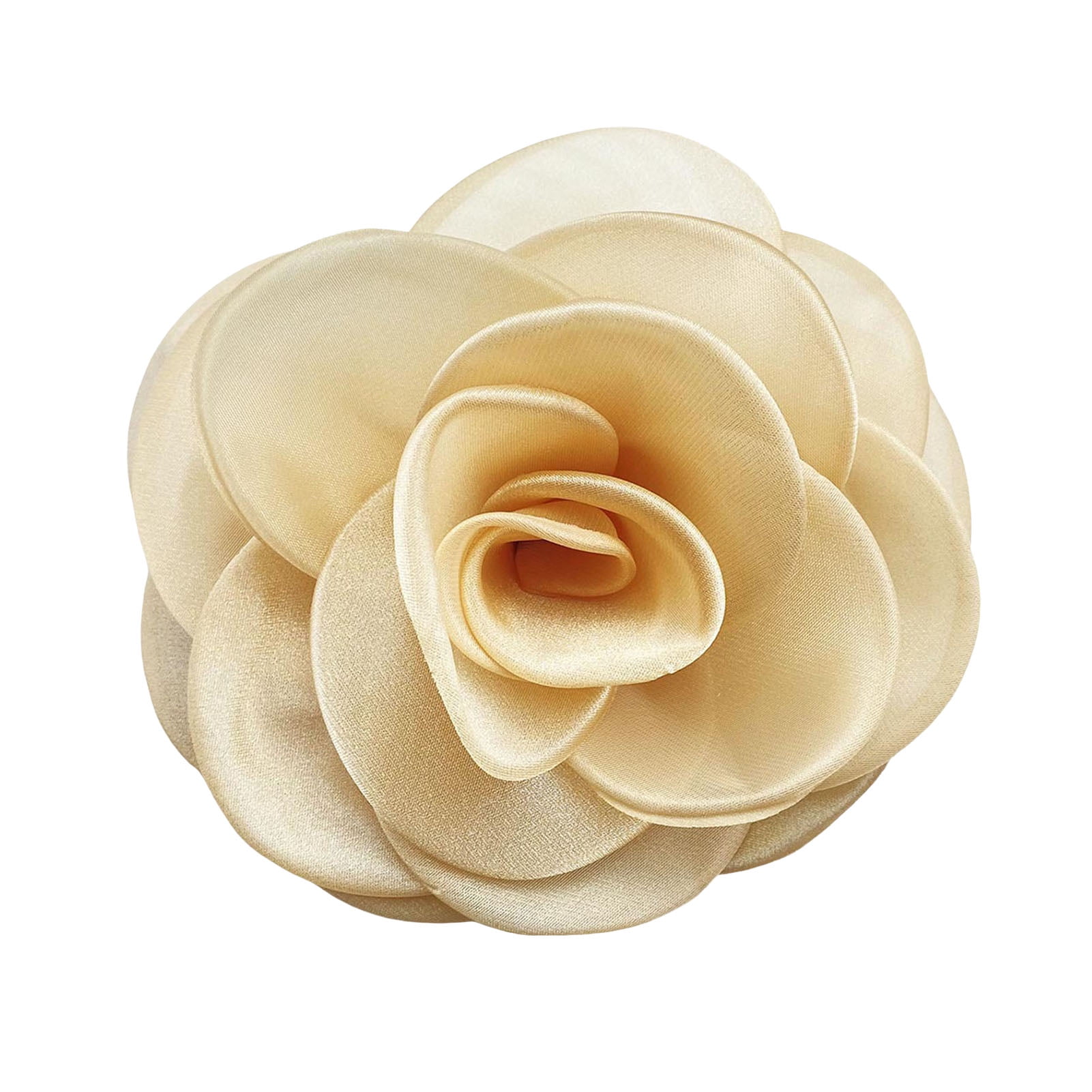 Yesbay Corsage Big Camellia Mesh Fabric Bride Groom Wedding Brooch Prom ...
