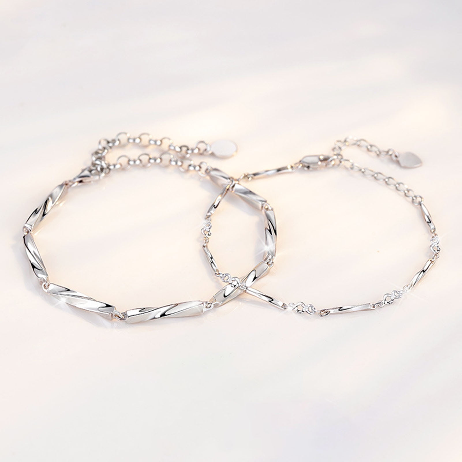 Yesbay Couple Bracelet Simple Style Copper Adjustable Length Extended ...
