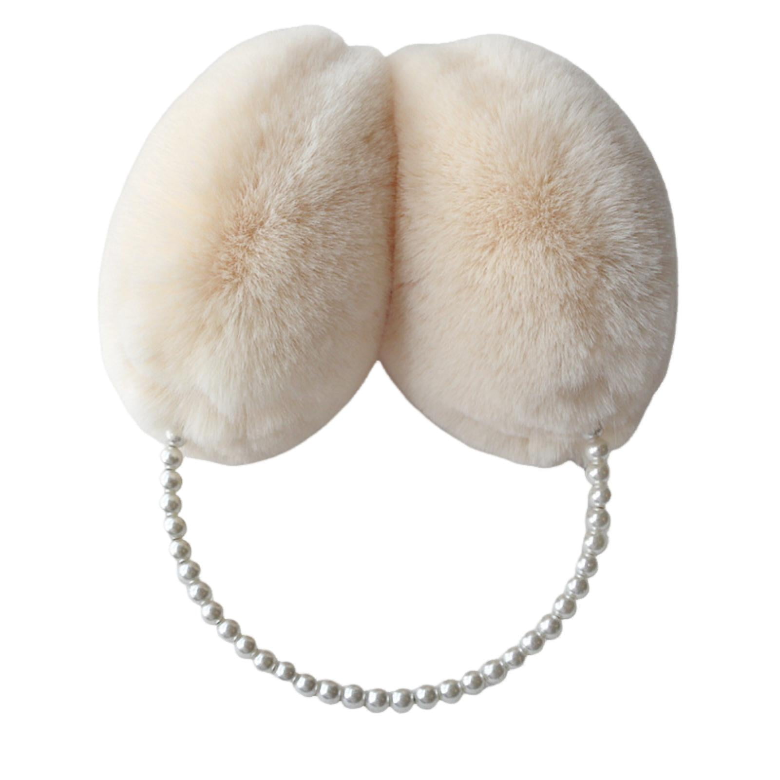 Yesbay Cute Plush Warm Earmuffs Faux Pearls Winter Outdoor Ear Warmer ...