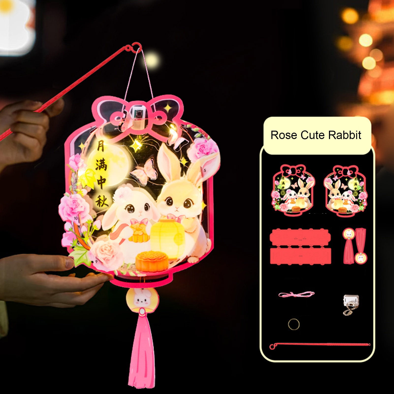 Yesbay DIY Lantern Kit with Soft Light String Mid-Autumn Festival Style ...