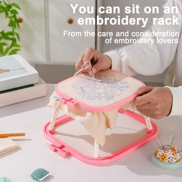 Adjustable Embroidery Hoop Holder with Clamp, Wooden Stitch Stand ...