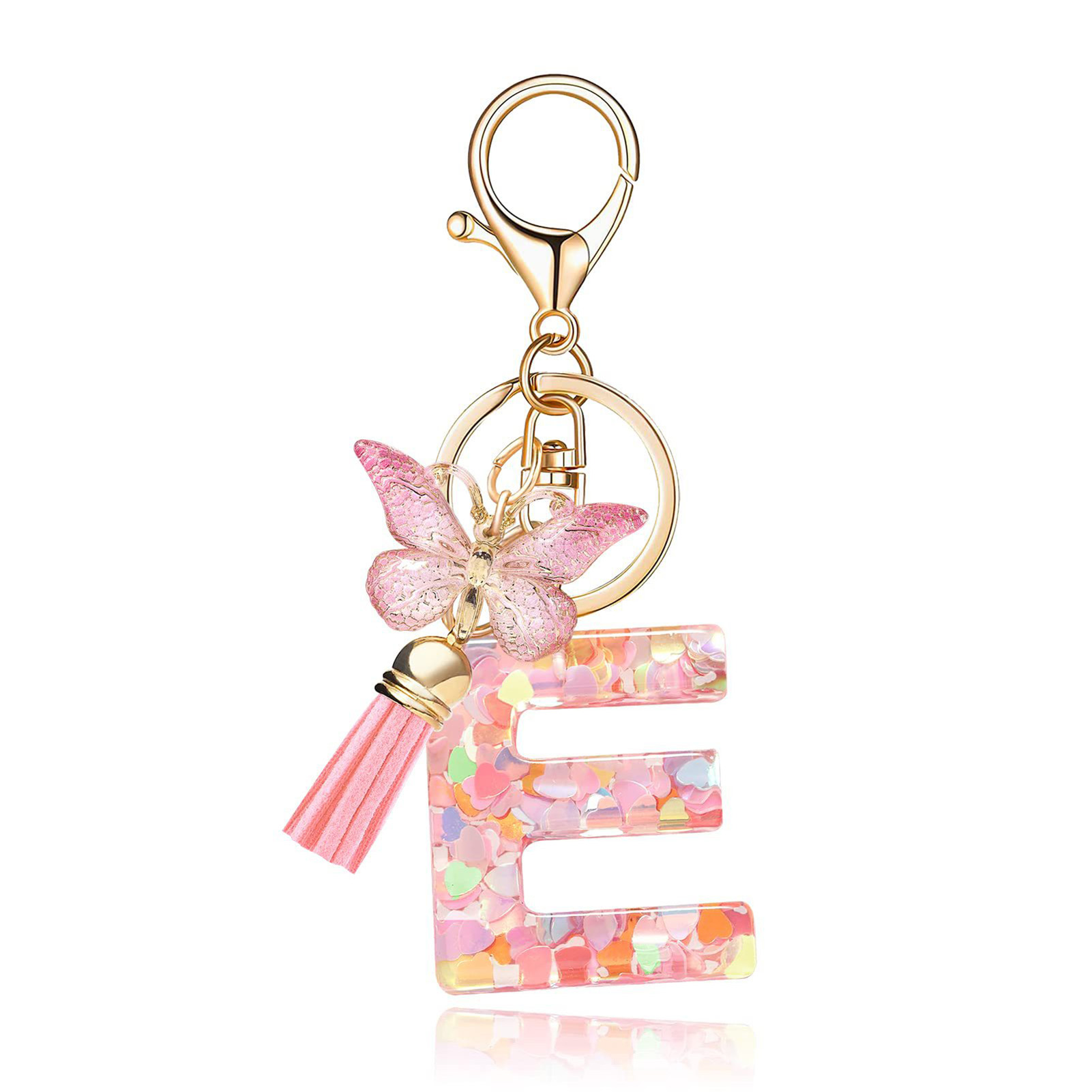 Yesbay Epoxy Resin English Alphabet Keychain Heart-Shaped Sequins ...