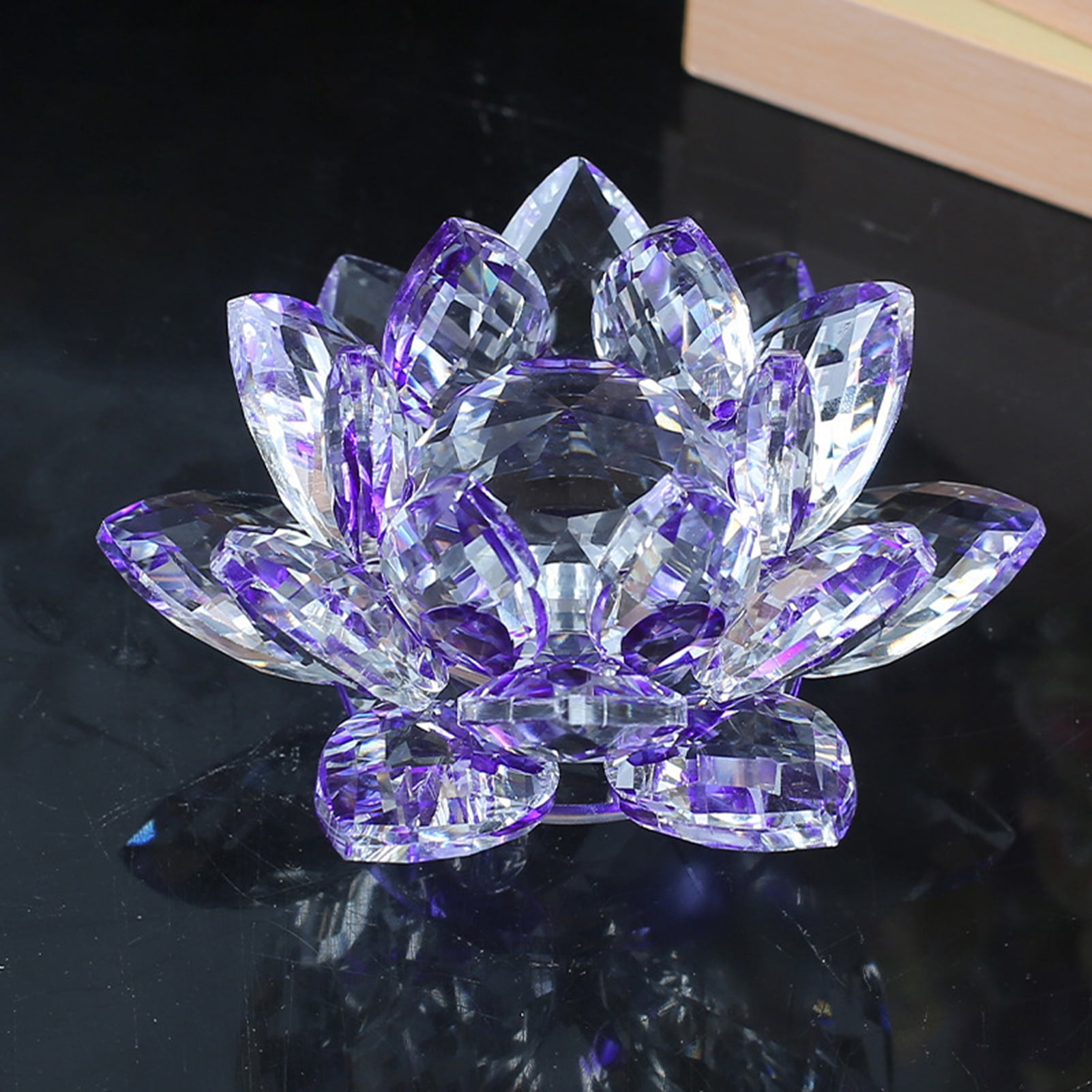 Yesbay Faux Crystal Lotus Figurine Colorful Lotus Flower Ornament Lotus ...