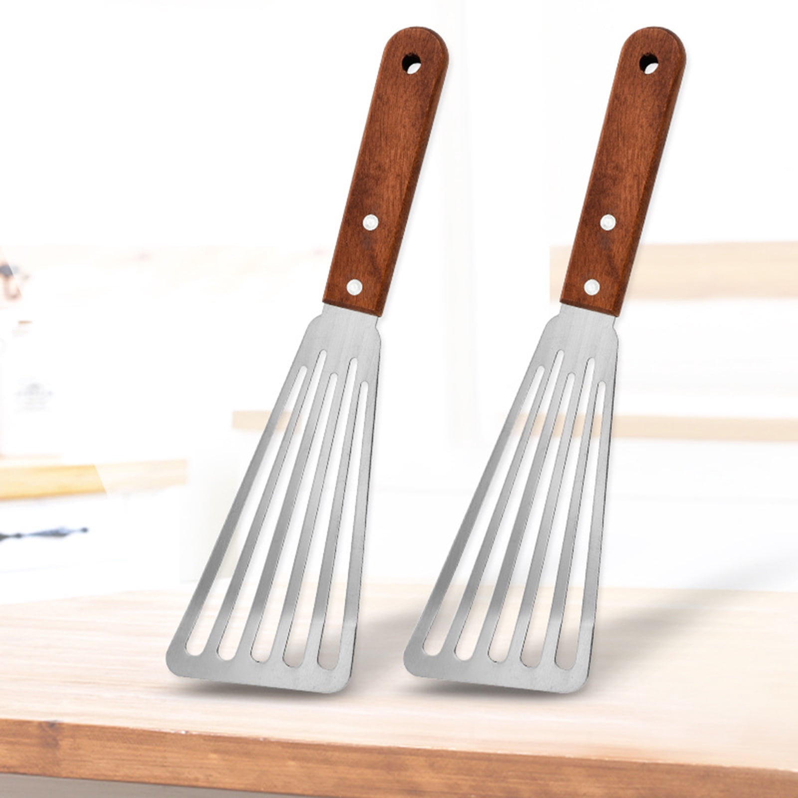 Yesbay Fish Turner Not Sticky Wooden Handle Heat Resistant Stainless ...