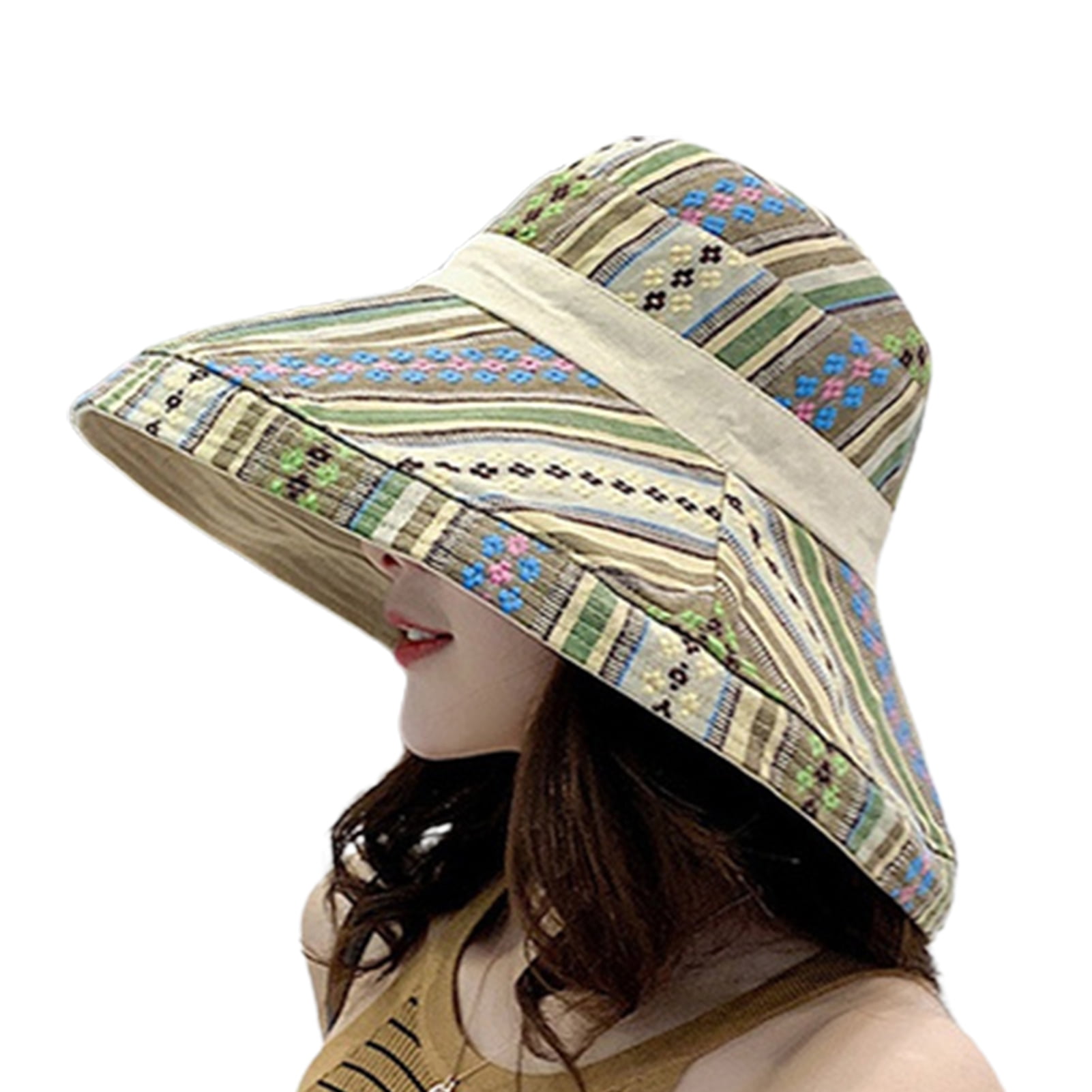Yesbay Fisherman Hat Color Patchwork Double-Sided Cotton Women Sun ...