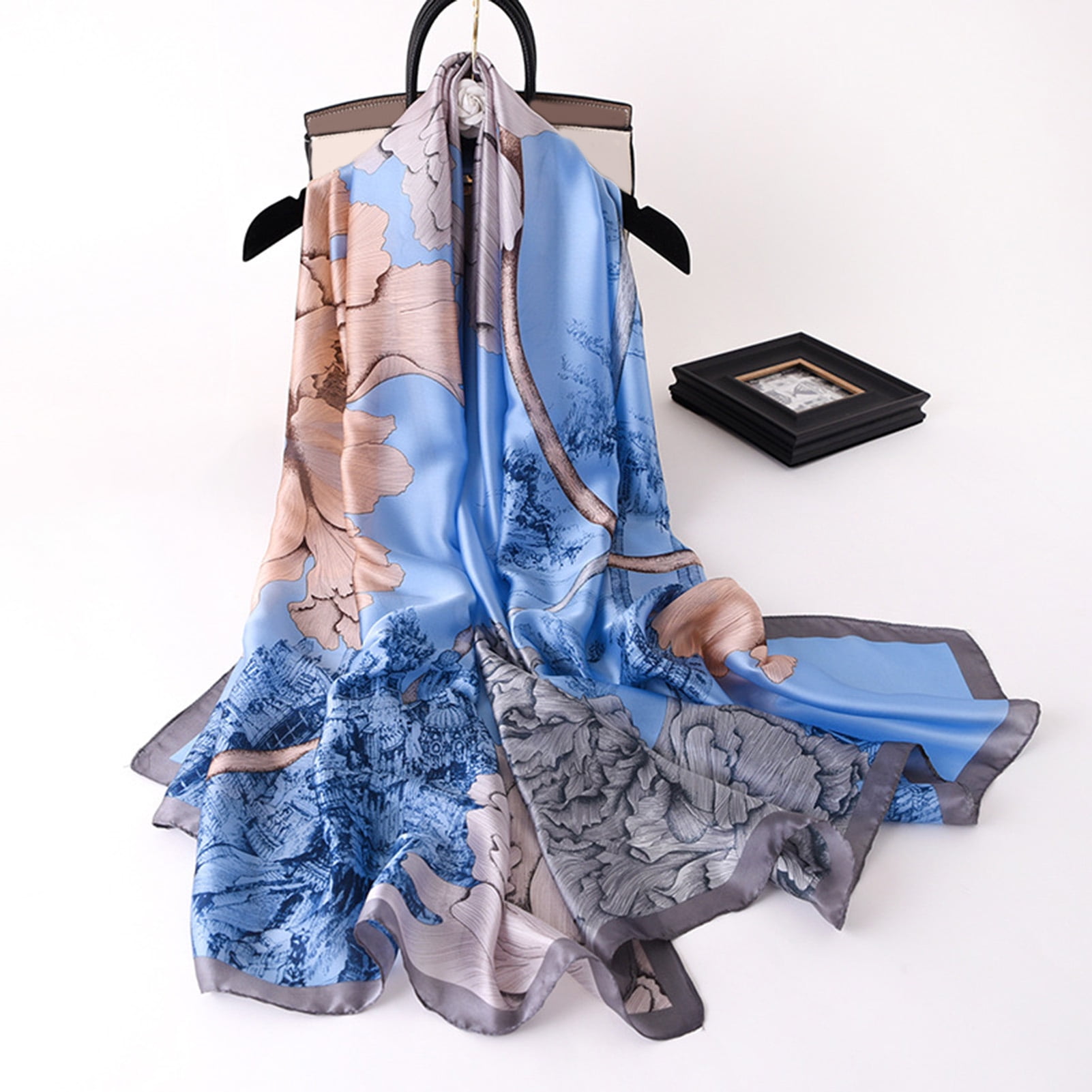 Yesbay Floral Print Sun Protection Women Scarf Imitation Silk Long ...