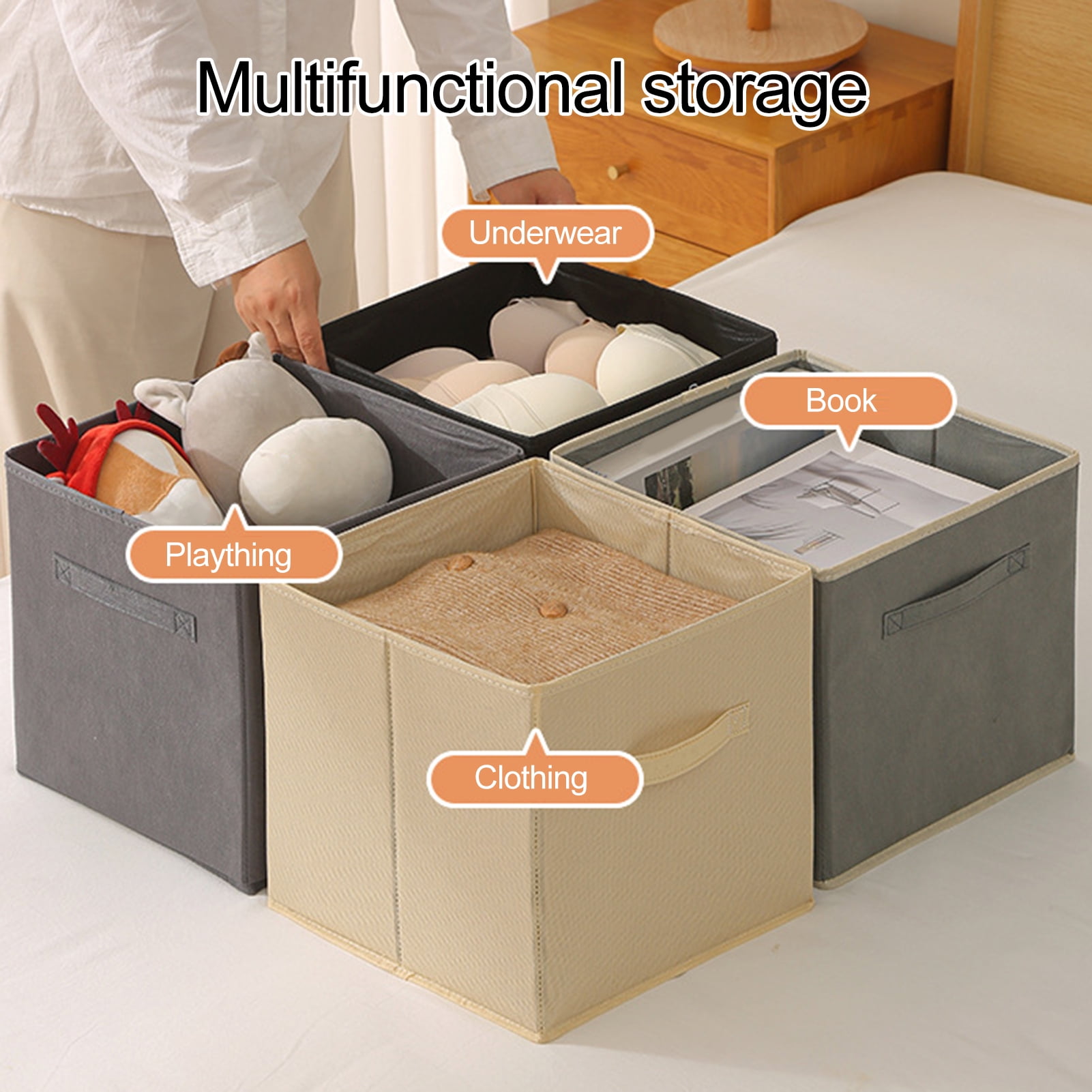 Yesbay Folding Storage Cubes Clothes Storage Organizer with Handle Toys ...