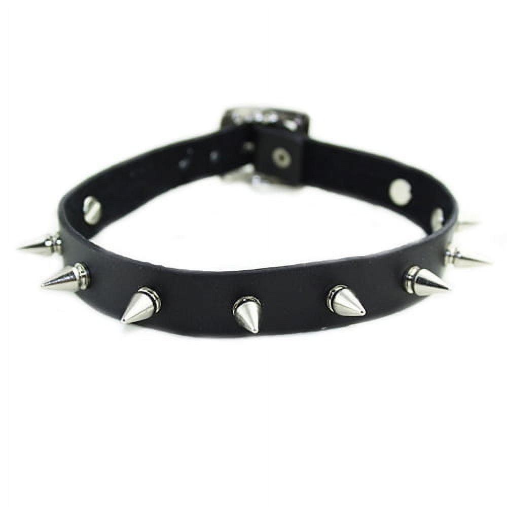 Yesbay Gothic Men Women Faux Leather Spike Rivet Choker Punk Necklace ...