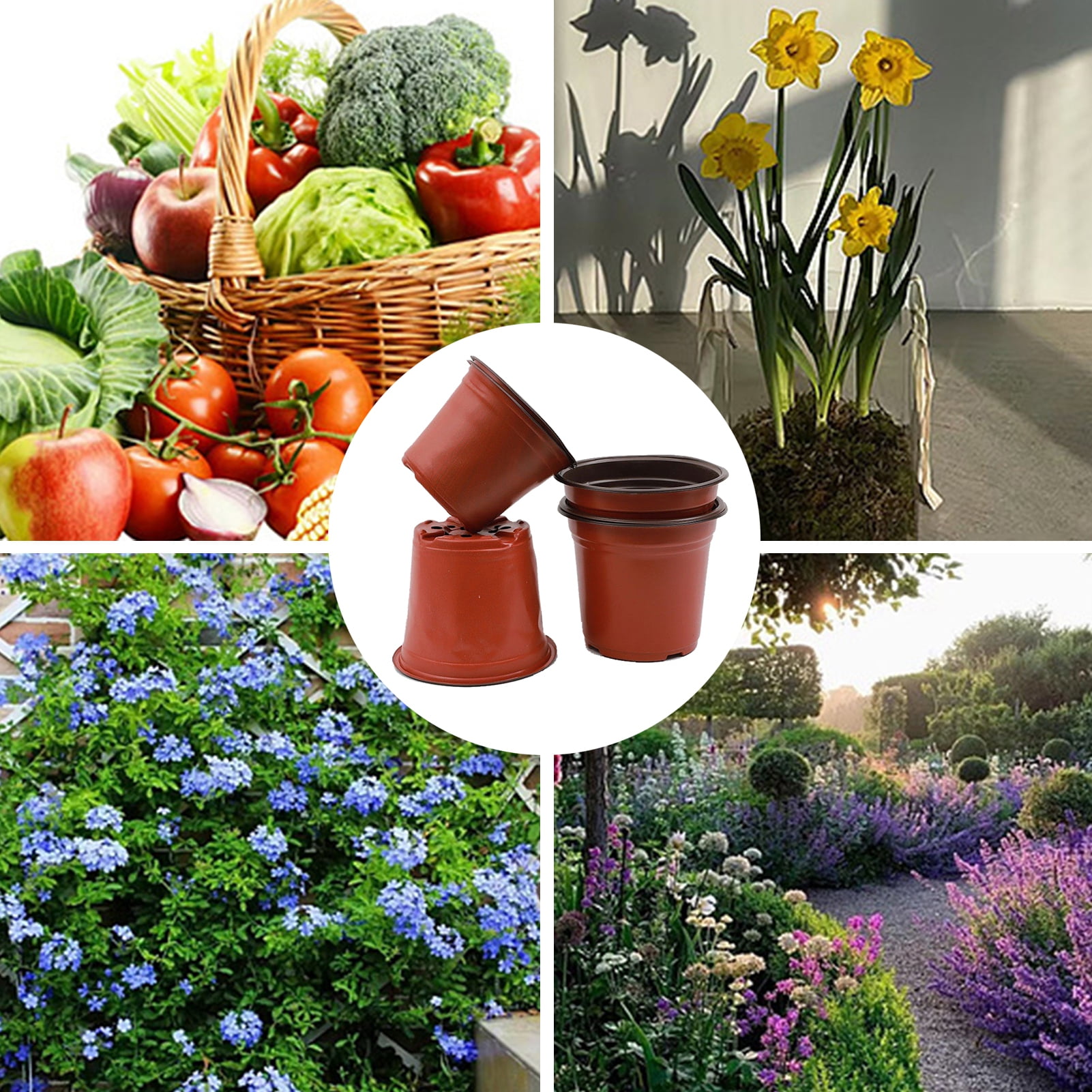 Yesbay Grow Pot for Seedlings Flower Pot with Drainage Holes Plant ...