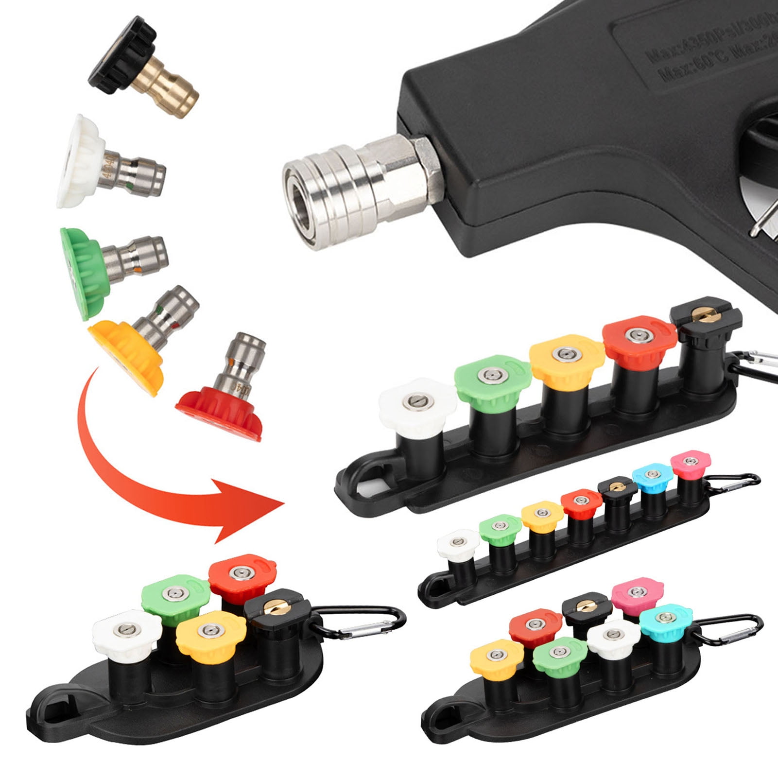 Yesbay High Pressure Nozzle Set with Storage Holder Universal 1/4-Inch ...