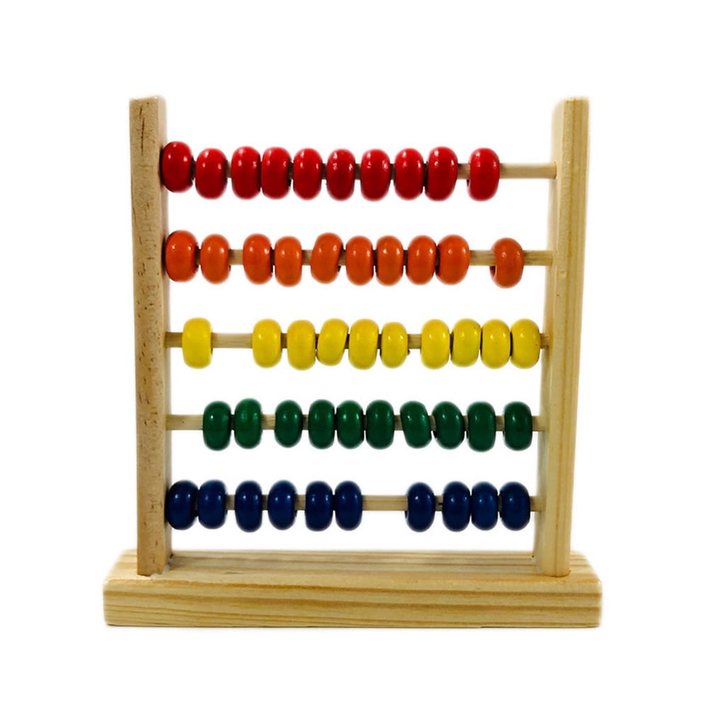 Yesbay Kids 5-Row Wooden Beads Abacus Count Frame Math Learning ...