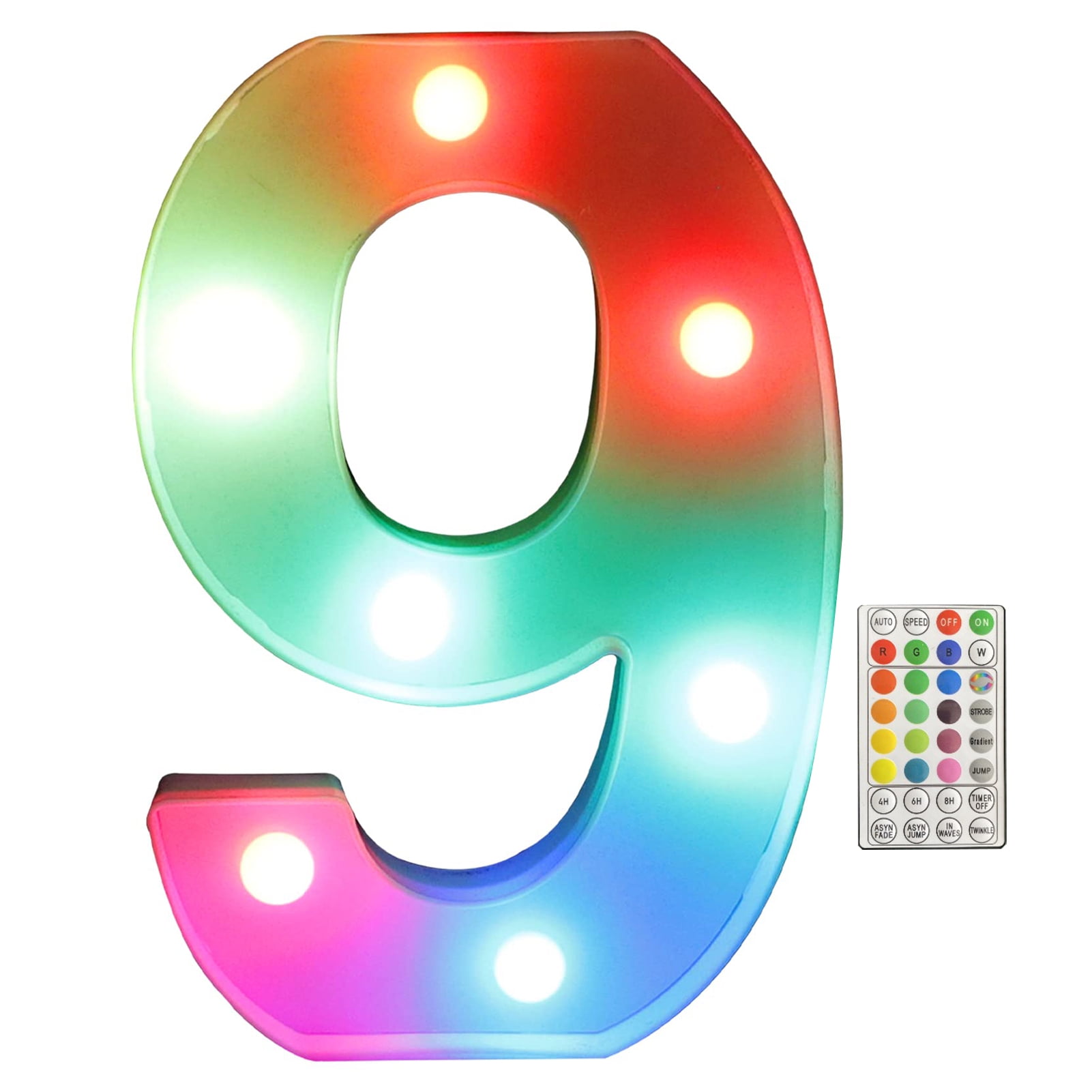 Yesbay LED Number Lights Colorful with Remote 4 Flashing Modes 16Colors ...