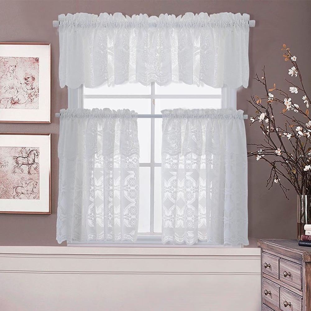 Yesbay Lace Flower Window Balcony Short Curtain Gauze Kitchen Valance ...