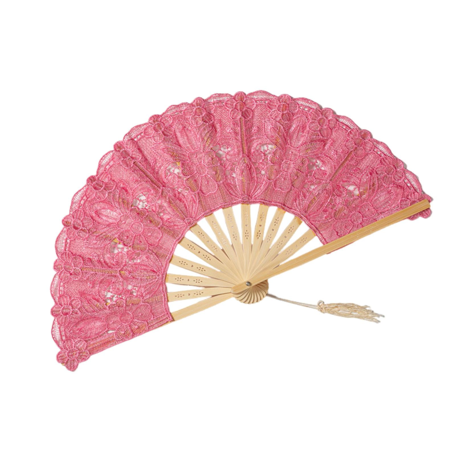 Yesbay Lace Folding Fan with Tassel Hollow Ribs Vintage European Dance ...