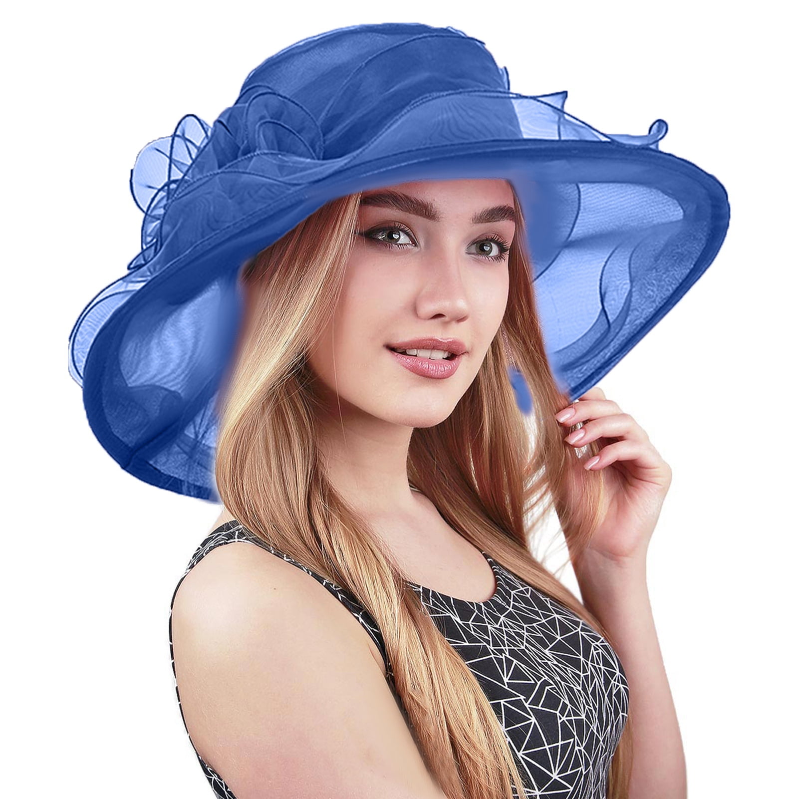 Yesbay Ladies Flower Hat Wide Brim Beach Hat, Foldable Sun Hat Evening ...