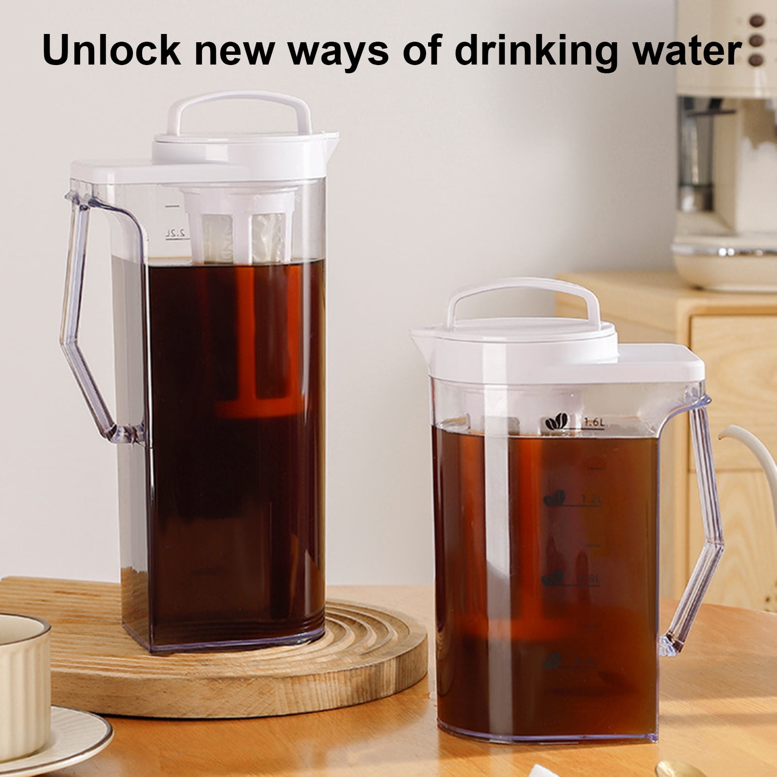 Yesbay Large Water Pitcher with Scale 1.6L/2.2L Plastic Pitcher for ...