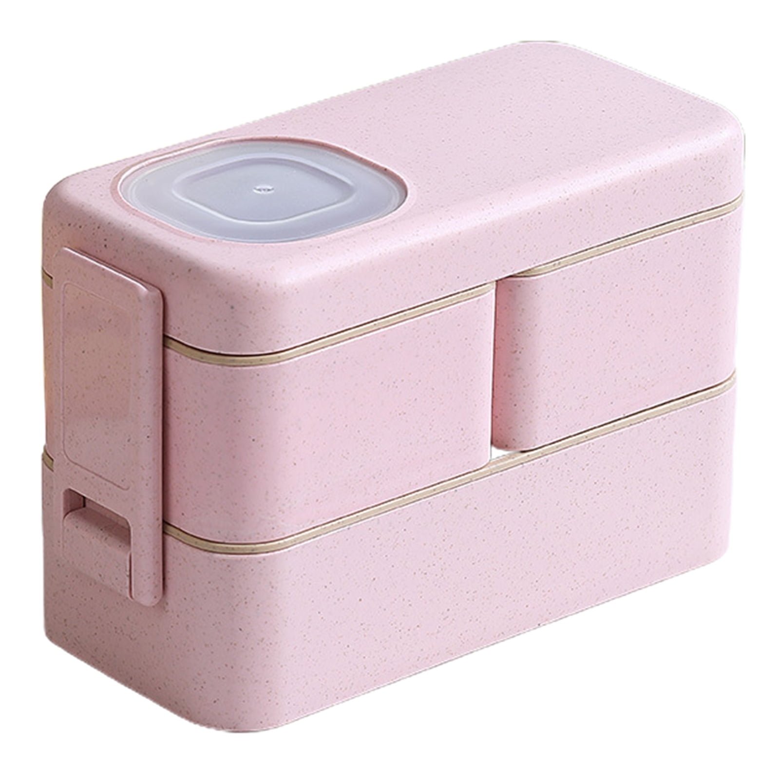 Yesbay Leak-proof Bento Lunch Box with 3 Compartments Double Layer Buckle Closure Microwave Safe ...