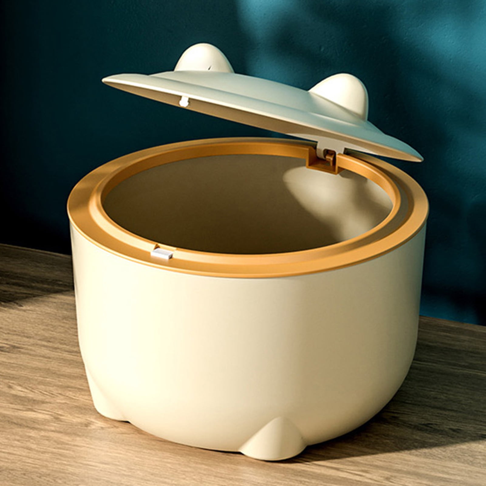 Yesbay Mini Trash Can Cute Cat Ears Lid Design Odor Insulation Bathroom ...