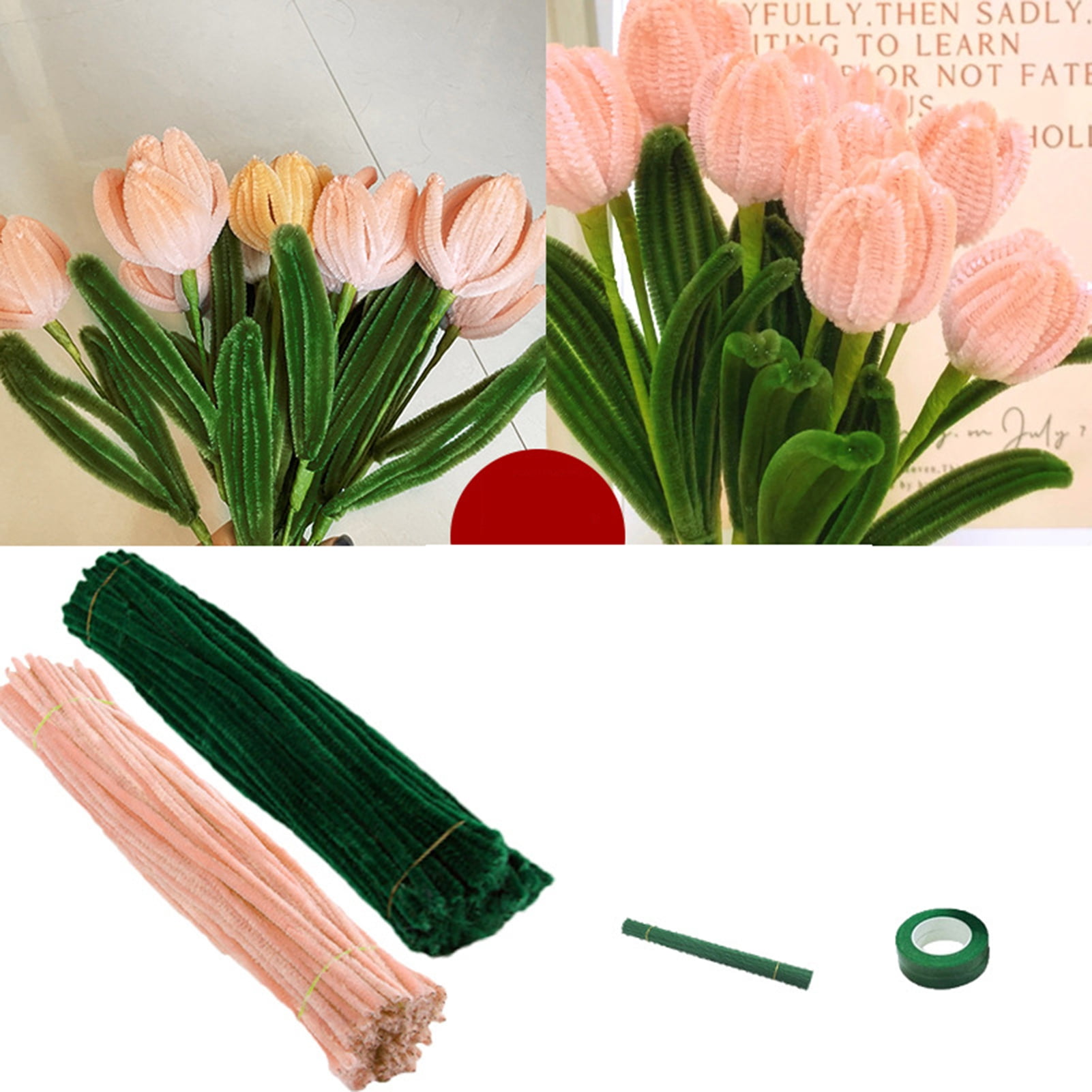 Yesbay Pipe Cleaners Crafts Colorful Chenille Stems Diy Tulip Bouquet ...