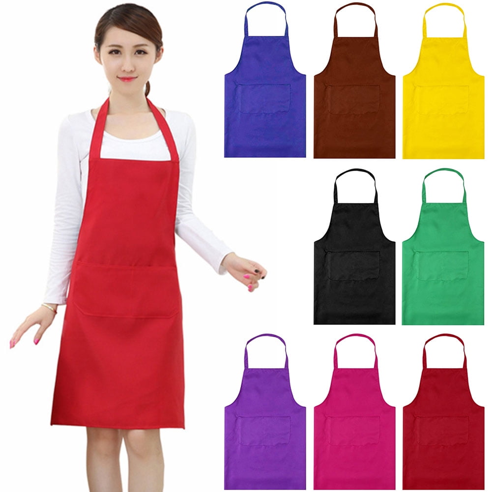 Yesbay Durable BBQ Apron with Pocket, Pure Color Halter Sleeveless for ...