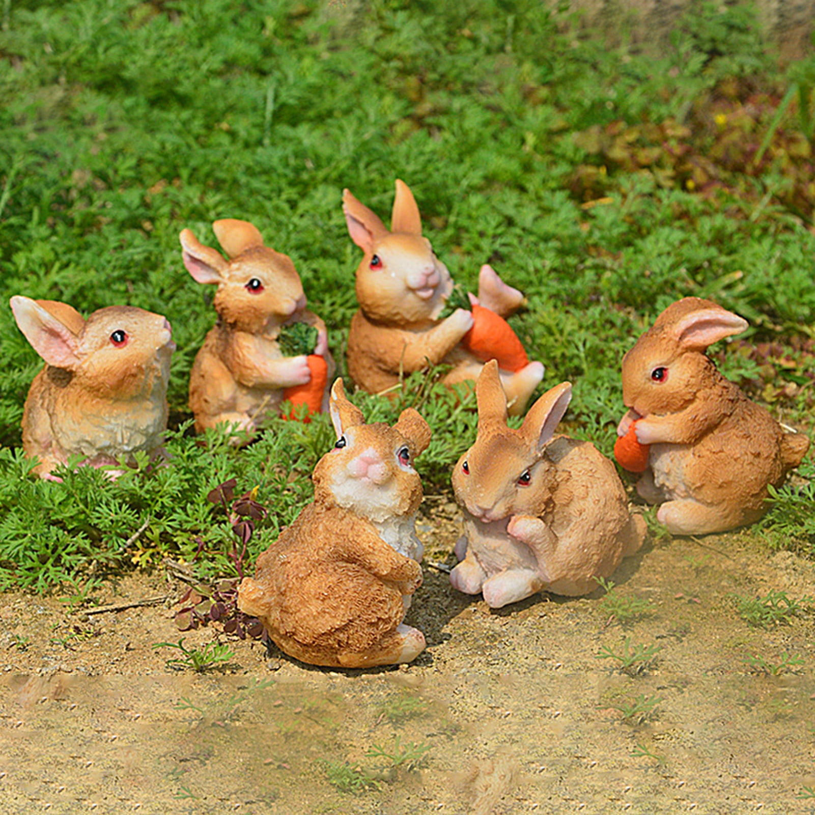 Yesbay Realistic Appearance Micro Landscape Rabbit Statue with Carrot ...