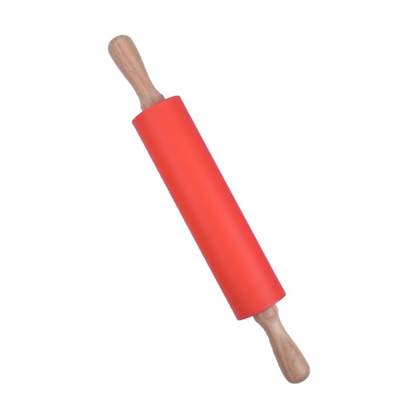 Yesbay Non-Stick Silicone Rolling Pin with Wooden Handle for Baking ...
