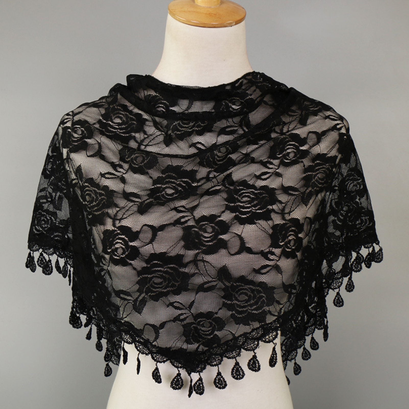 Yesbay Scarf Head Wrap Hollow Sunscreen Nylon Lace Tassel Triangle Head ...