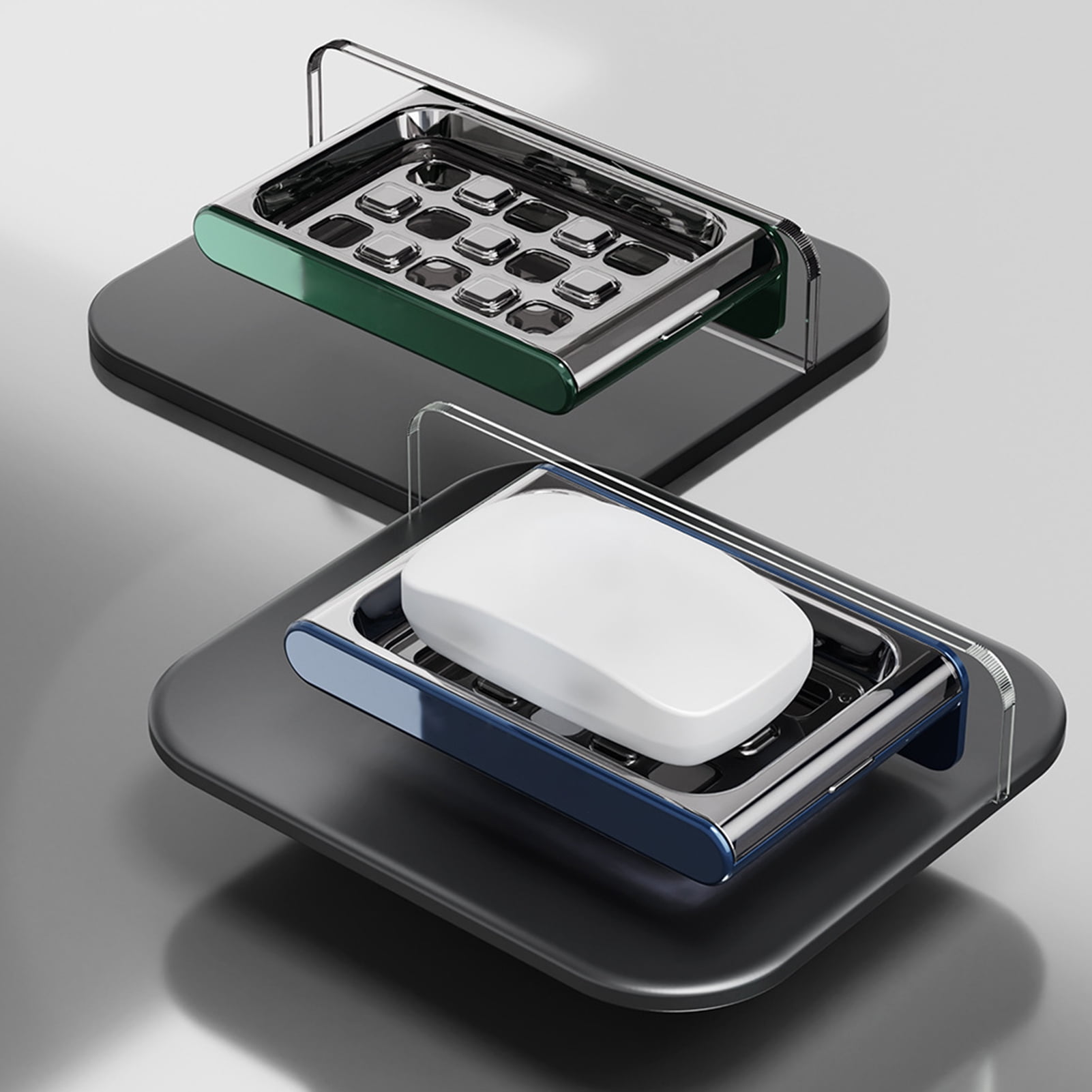 Yesbay Soap Box Drain Hole Wall-mounted Punch Free Self Adhesive Wash ...