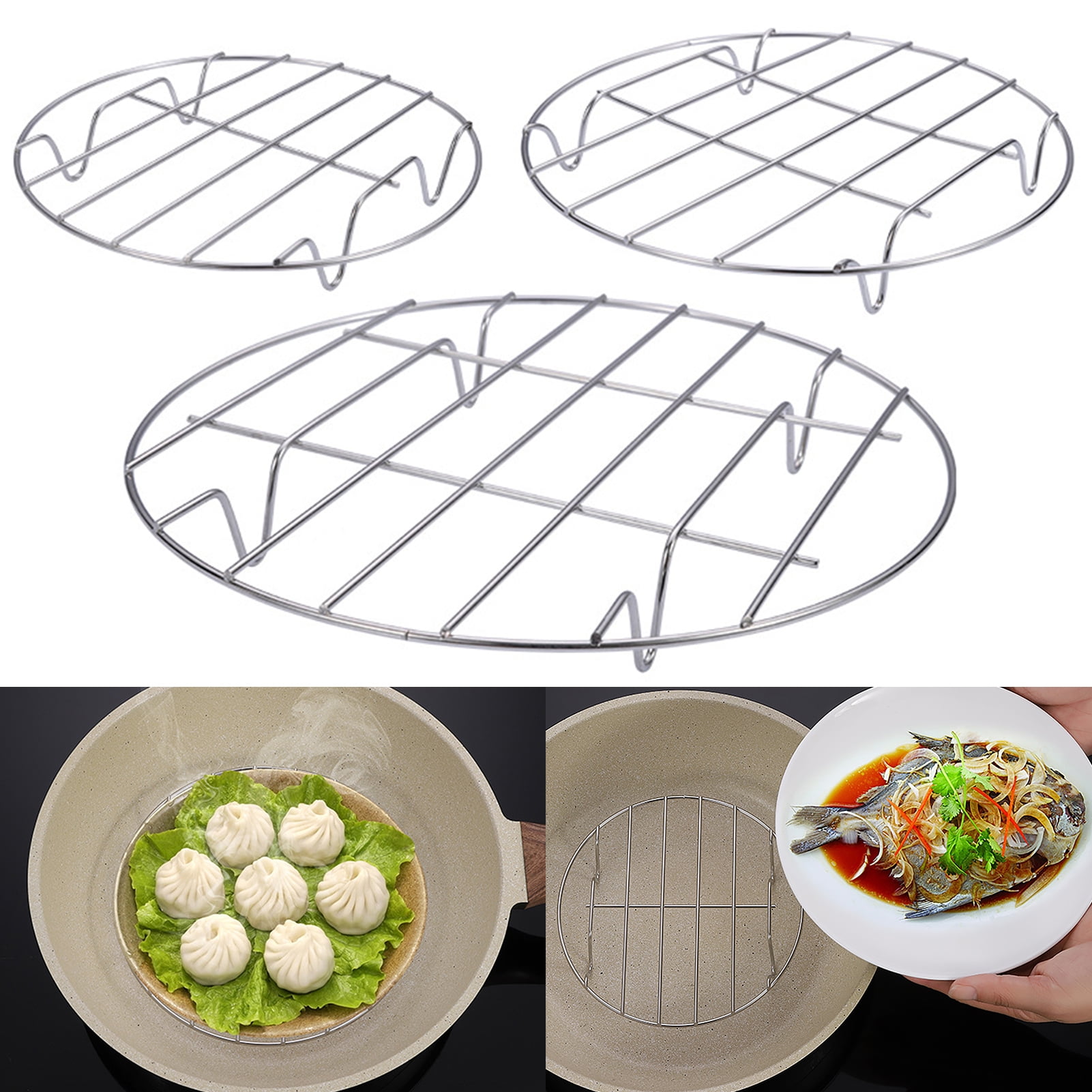 Yesbay Stainless Steel Steaming Rack Cooling Rack Round Four-Legged ...