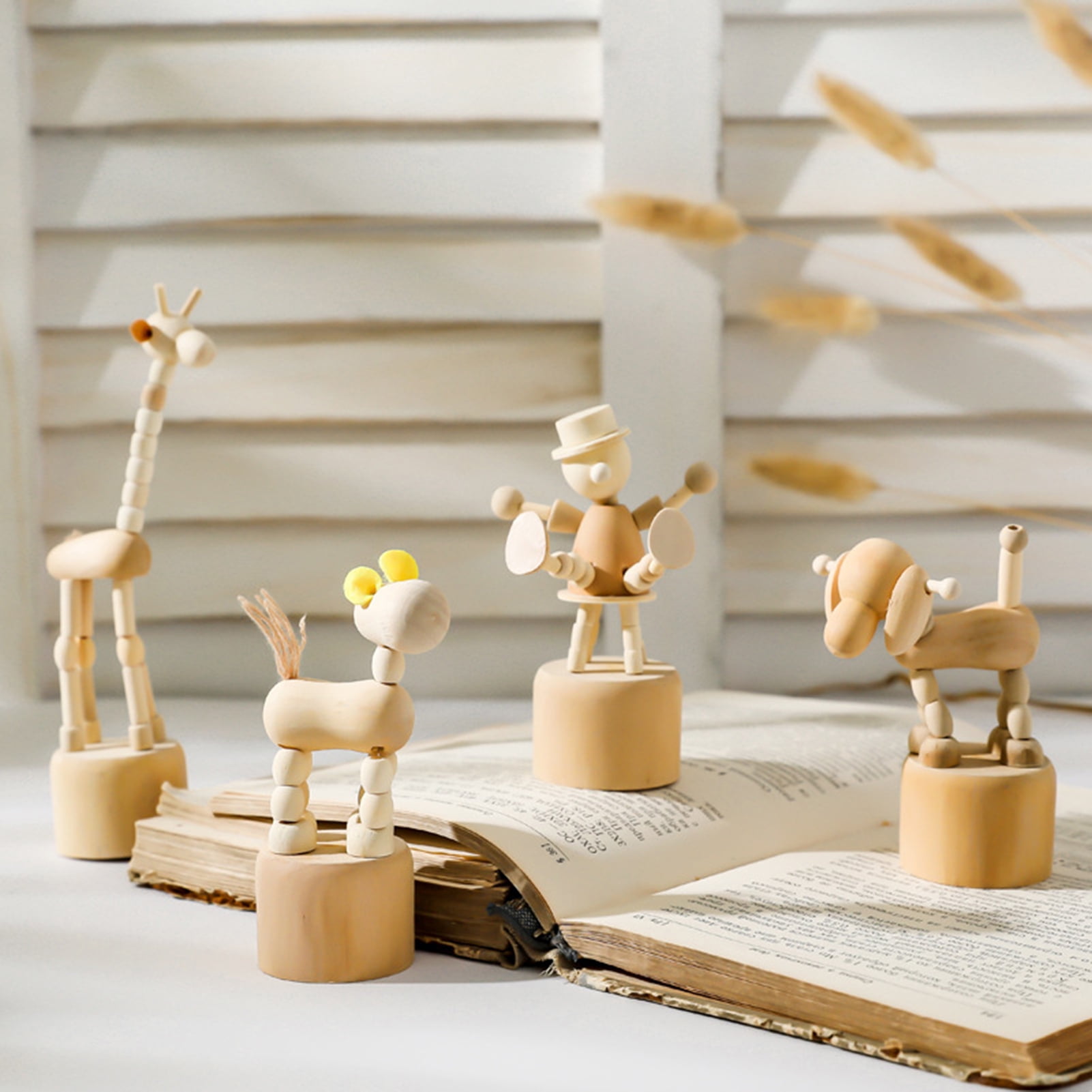 Yesbay Statue Model Educational Multipurpose Wood Cartoon Dancing DIY ...