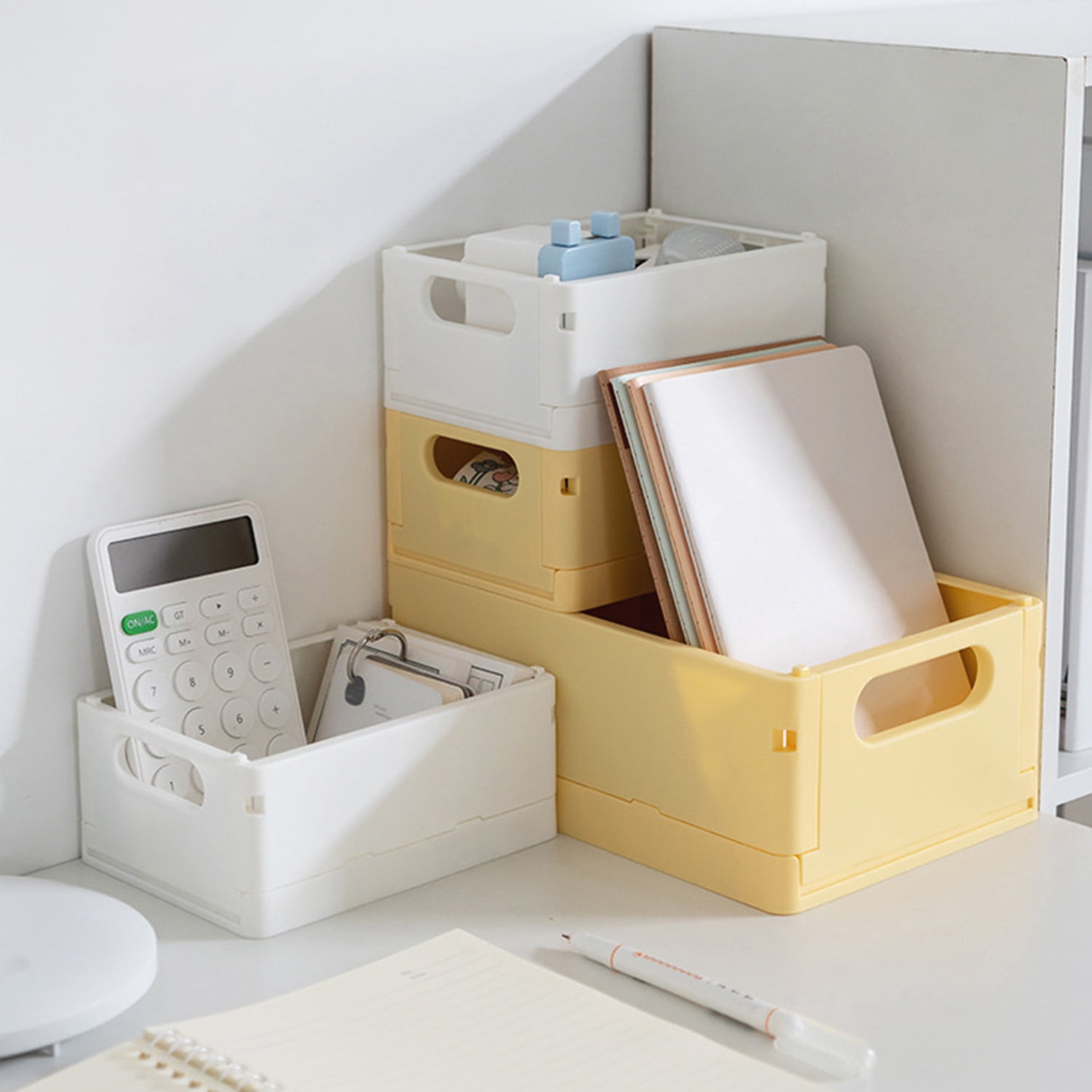 Yesbay Storage Basket Non-slip Hollowed Handle Design Stackable Folding ...