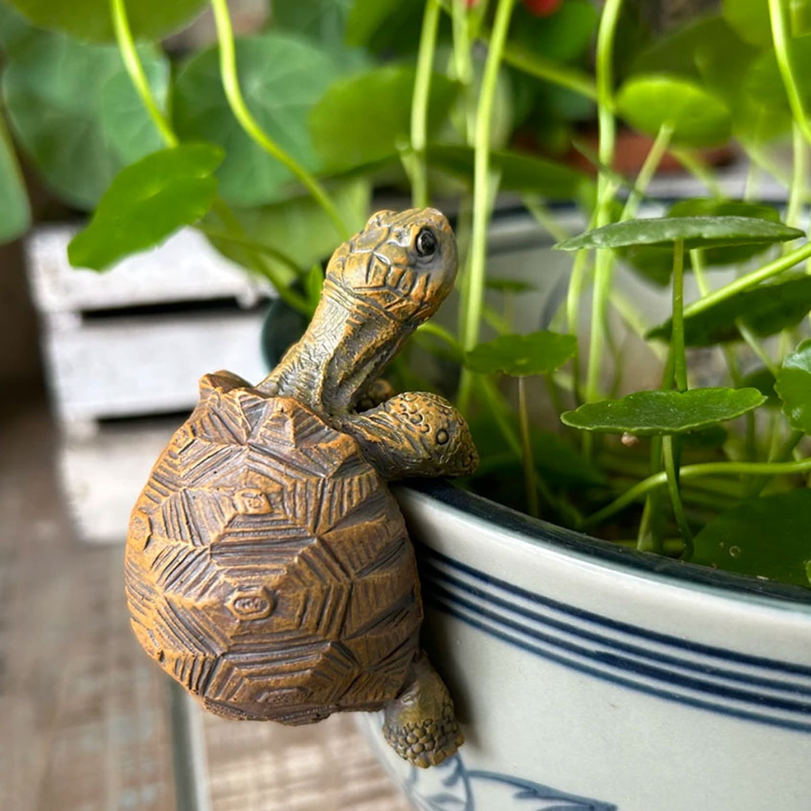 Yesbay Tortoise Figurine Resin Turtle Statue, Flower Pot Hanger Planter ...