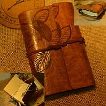 Yesbay Vintage Leather Leaf String Bound Blank Kraft Paper Diary ...